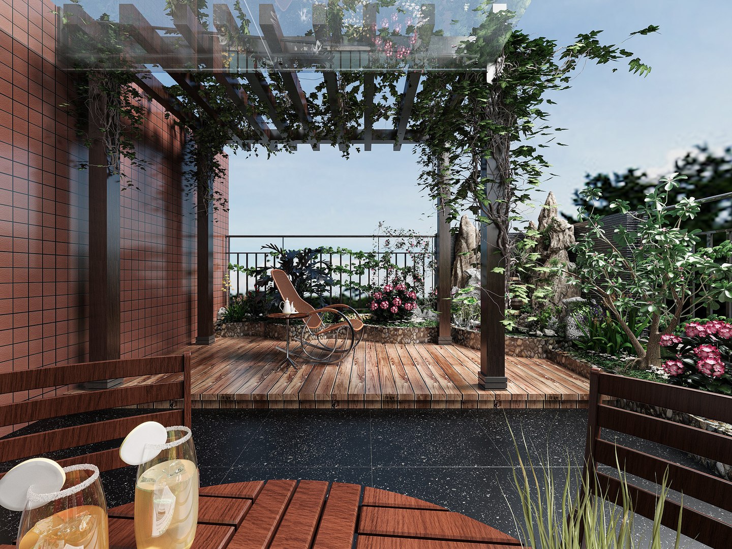 3D Modern Garden Courtyard Model - TurboSquid 2447548