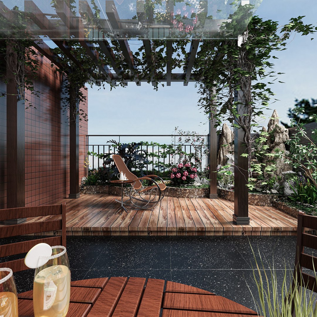 3D Modern Garden Courtyard Model - TurboSquid 2447548