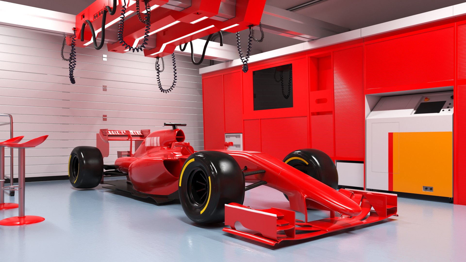 3D Race Car Garage And F1 Car Model - TurboSquid 2348862