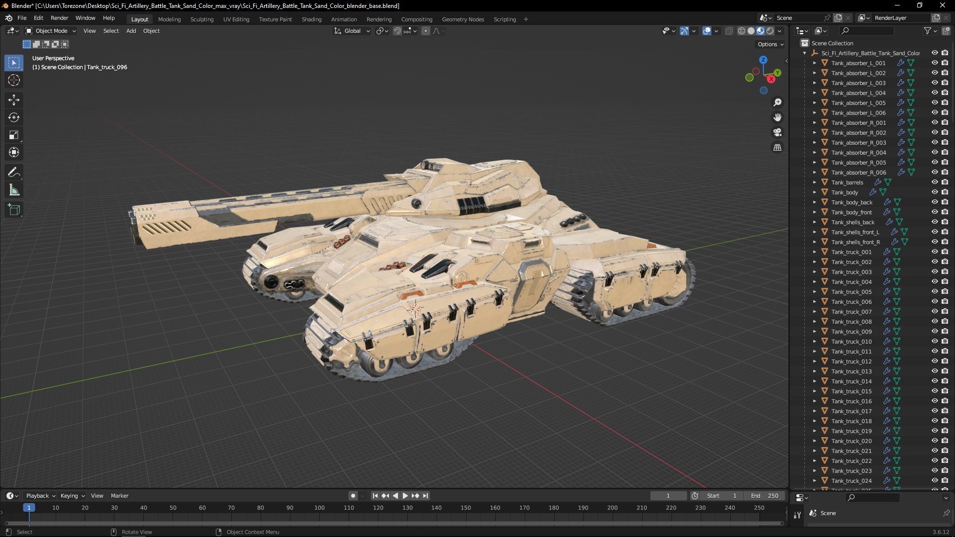 Sci Fi Artillery Battle Tank Sand Color 3D Model - TurboSquid 2311853