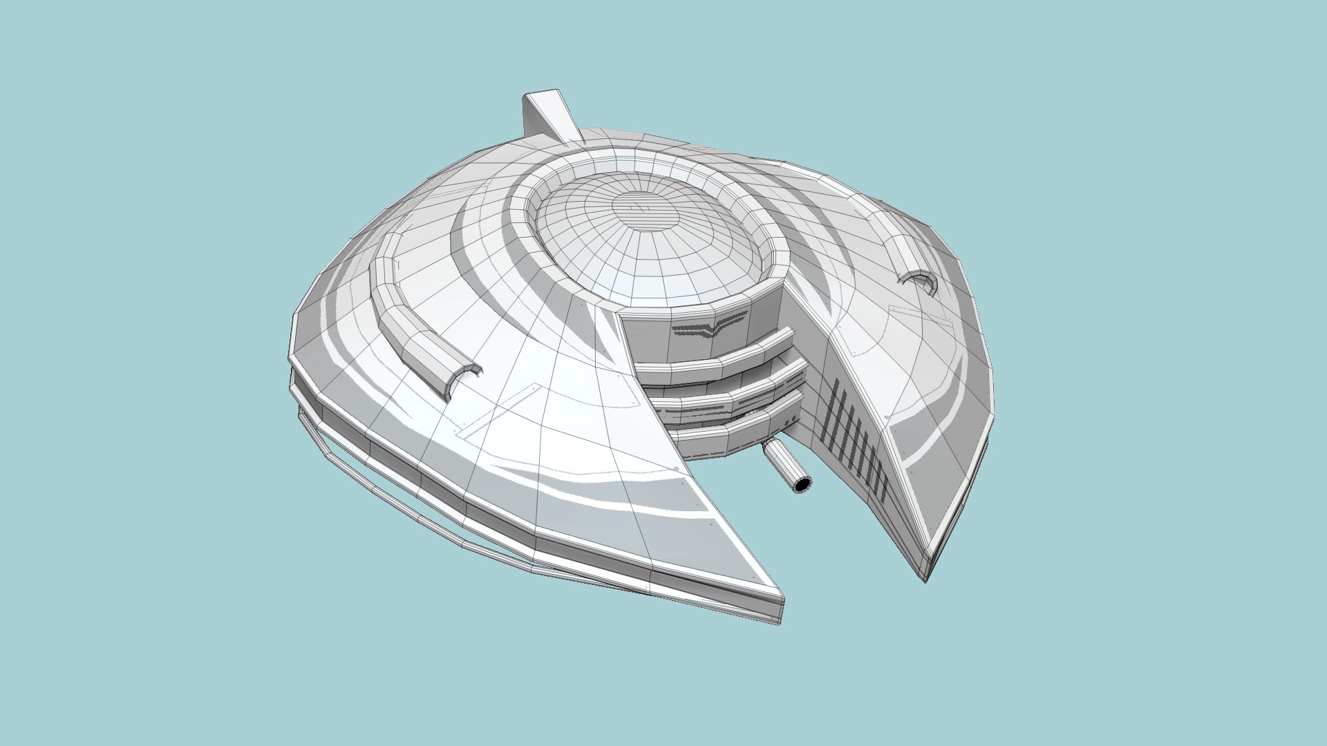 3D Alien Spaceship UFO D02 Aluminum - Sci Fi Spacecraft Design ...