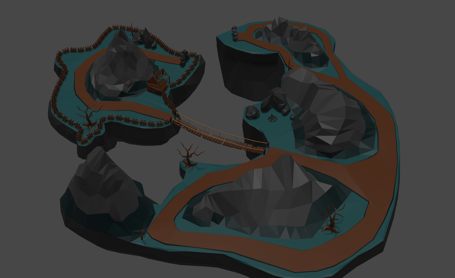 3D LOW POLY RUINED ENVIRONMENT model - TurboSquid 1764896