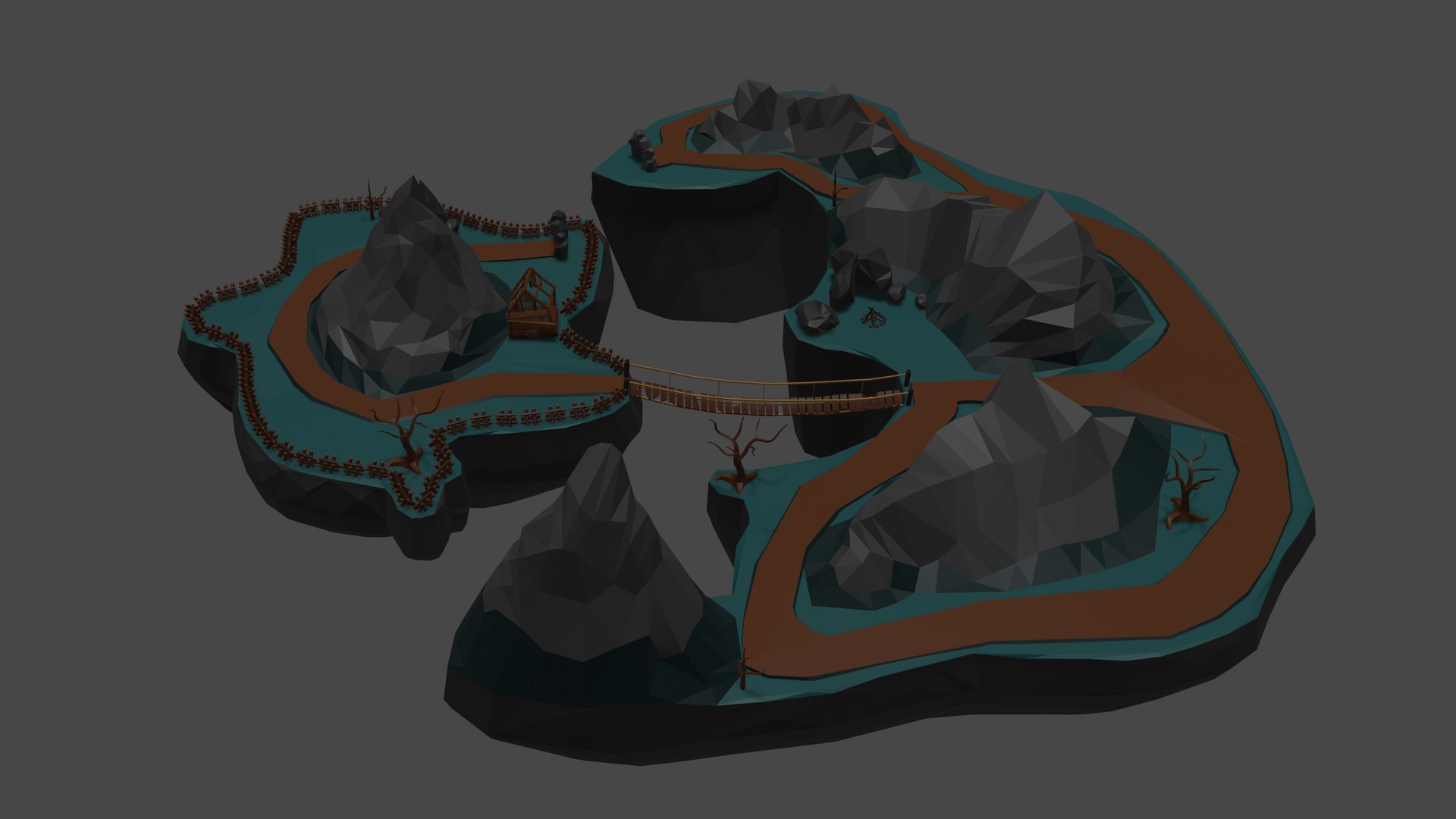 3D LOW POLY RUINED ENVIRONMENT model - TurboSquid 1764896