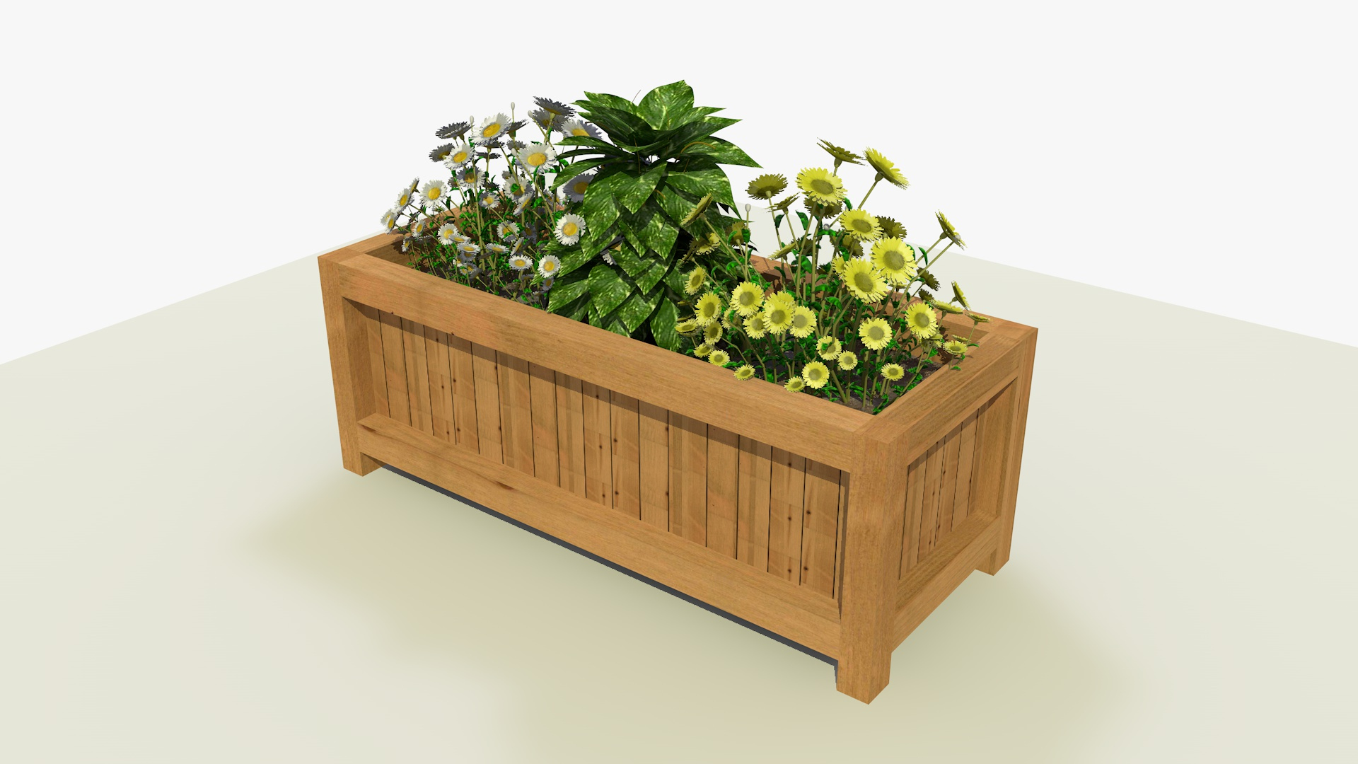 3D LARGE Wooden Trough Garden Planter Model - TurboSquid 2063865