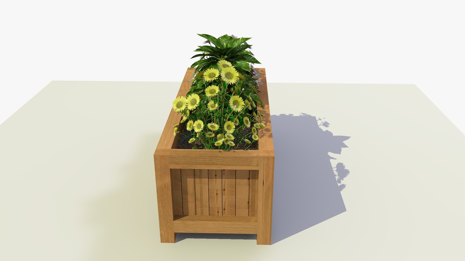 3D LARGE Wooden Trough Garden Planter Model - TurboSquid 2063865