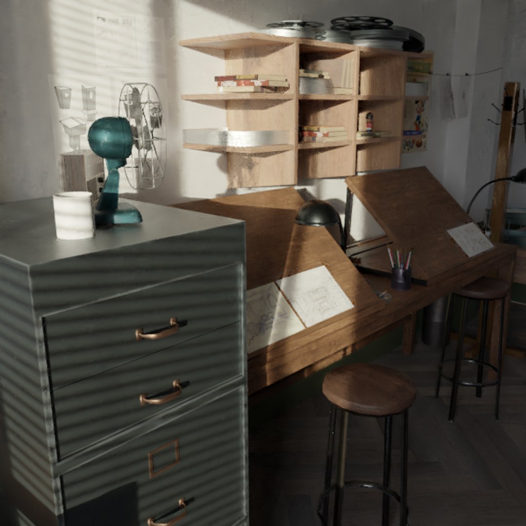 Office Interior Animation Studio 3D Model - TurboSquid 1271901