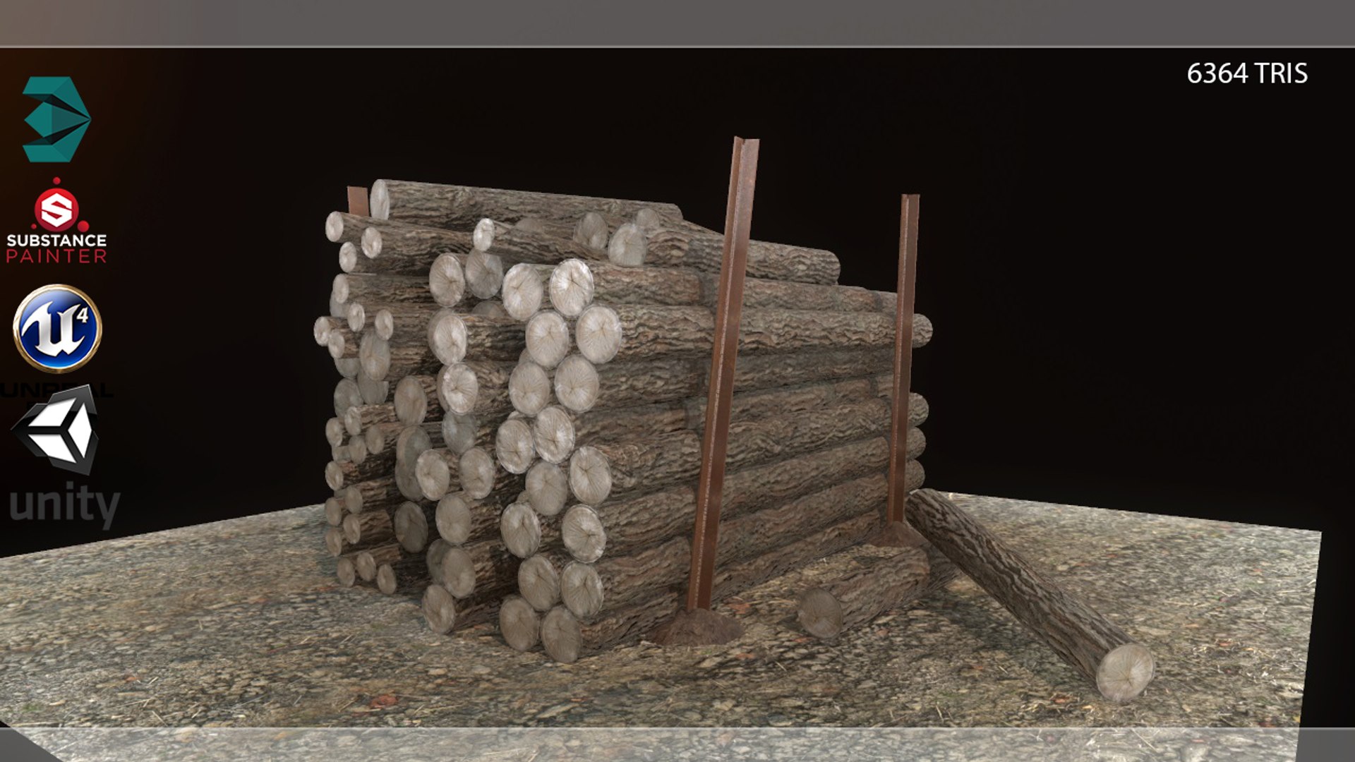 3D Model Wood Logs Pile Pbr - TurboSquid 1283410