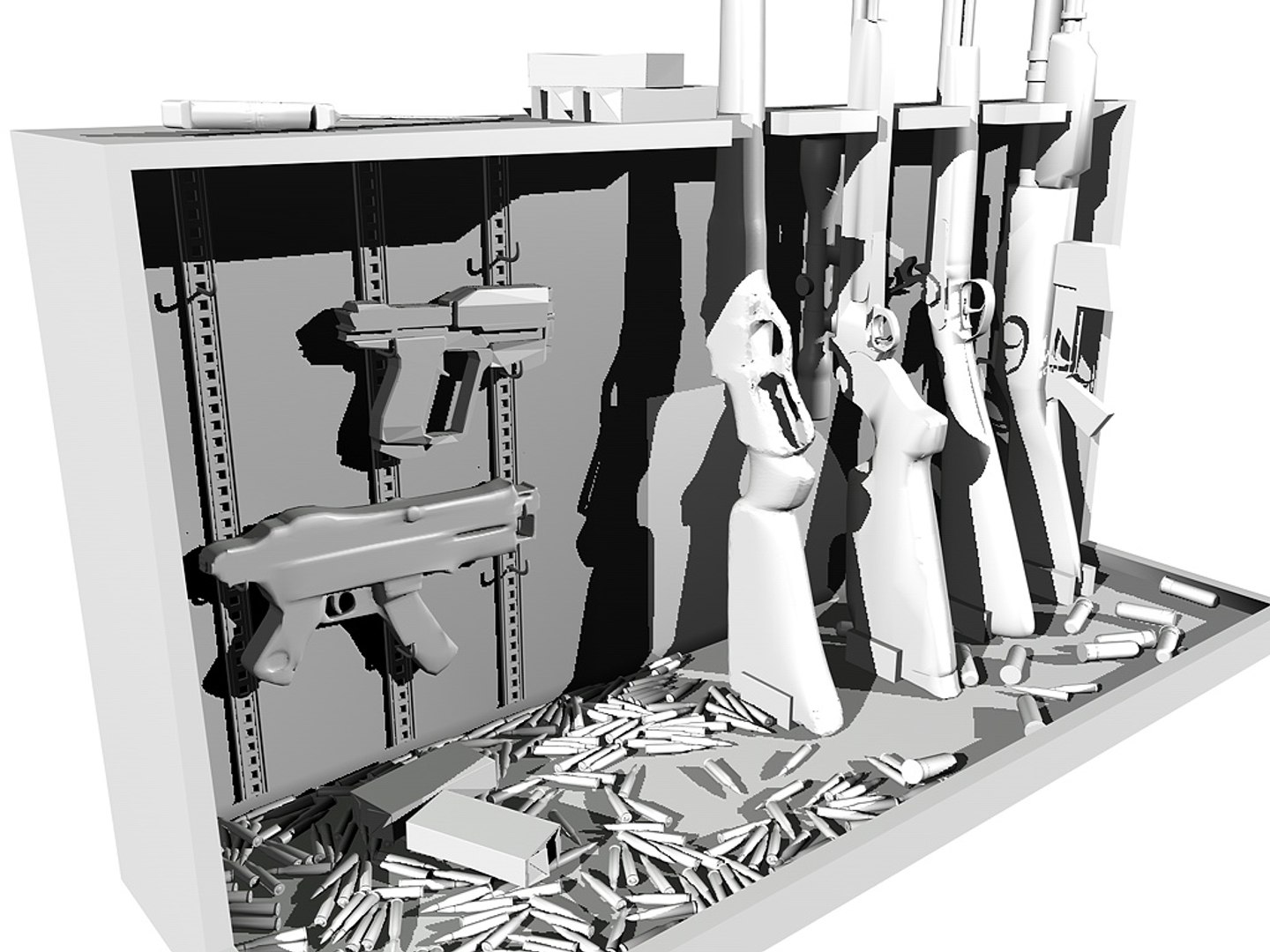 3d Model Of Cabinets Weapons