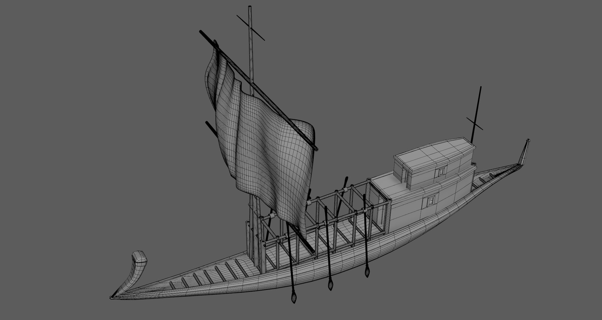 Ancient Egyptian Boat With Sail 3D Model - TurboSquid 2250893