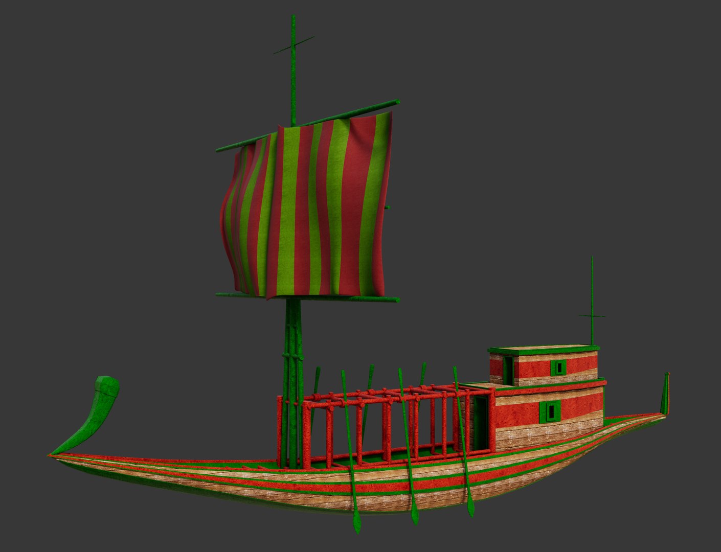 Ancient Egyptian Boat With Sail 3D Model - TurboSquid 2250893