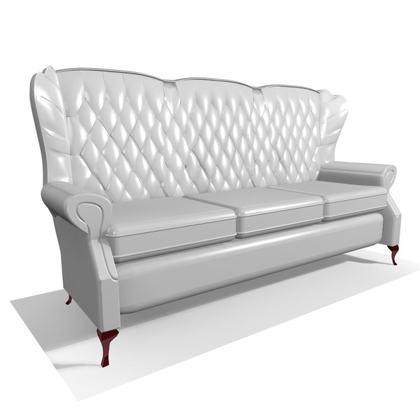 classic 3 seater leather chair 3d model
