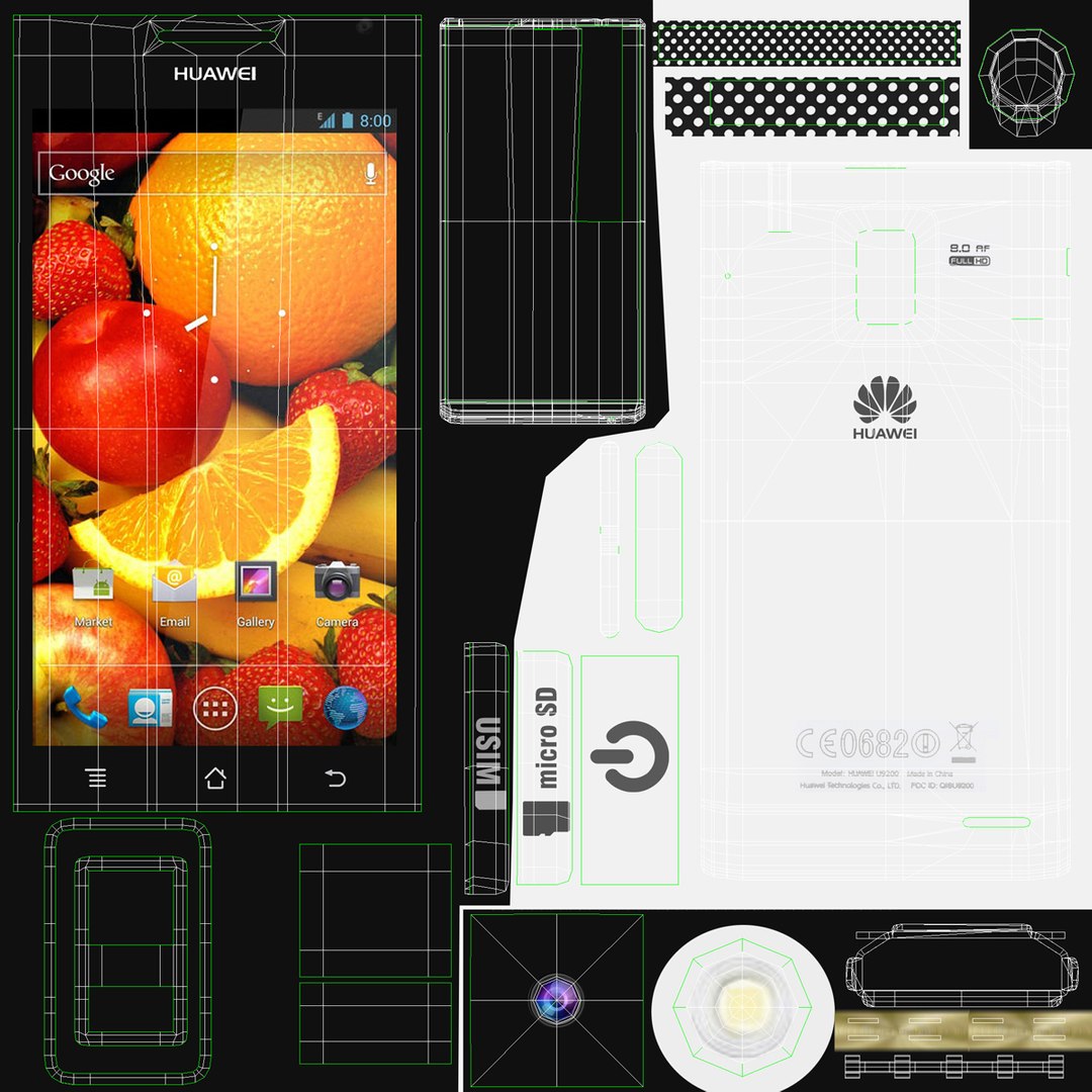 huawei ascend p1 black 3d model