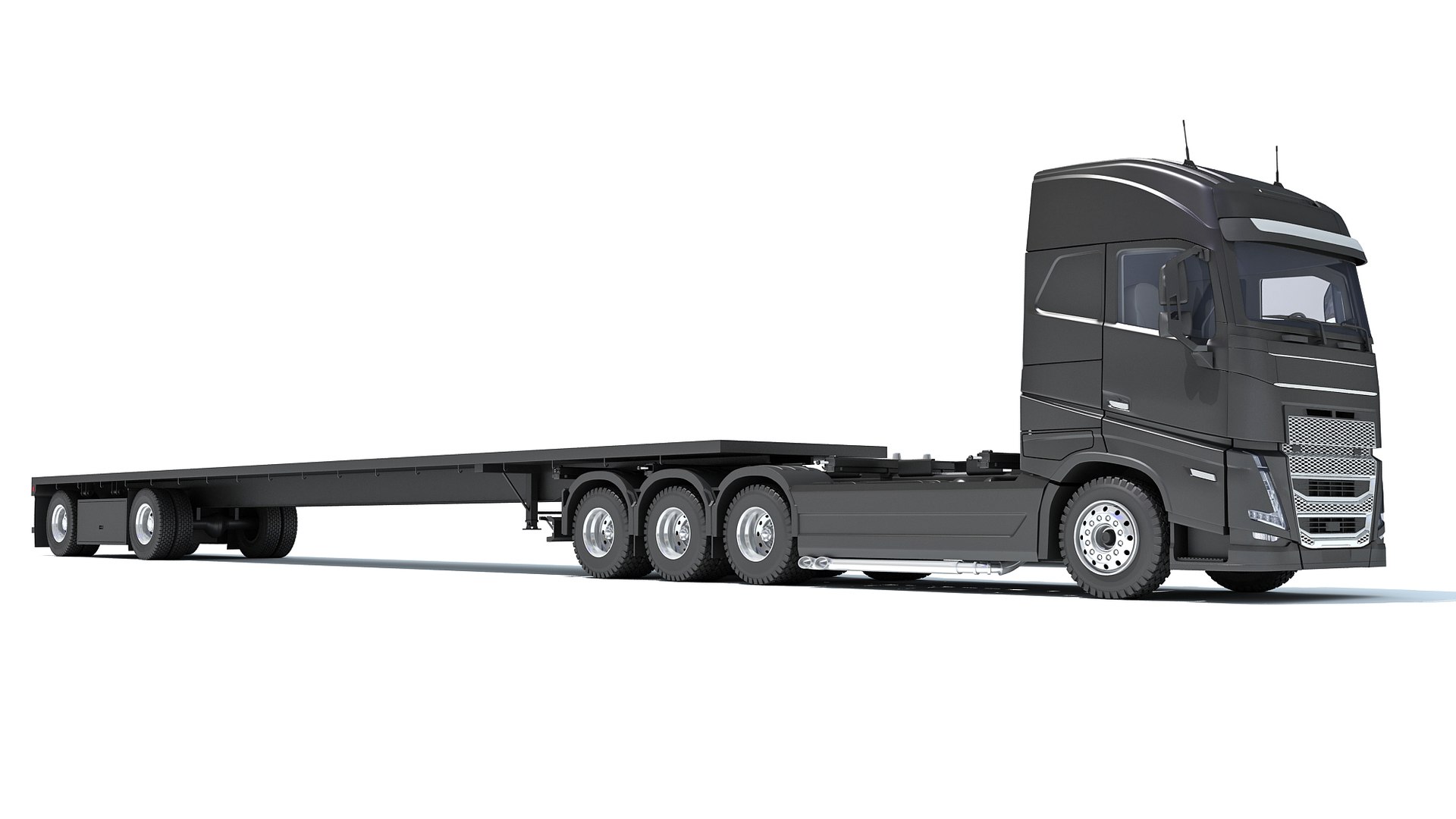 3D Model Truck With Flatbed Trailer - TurboSquid 1902085