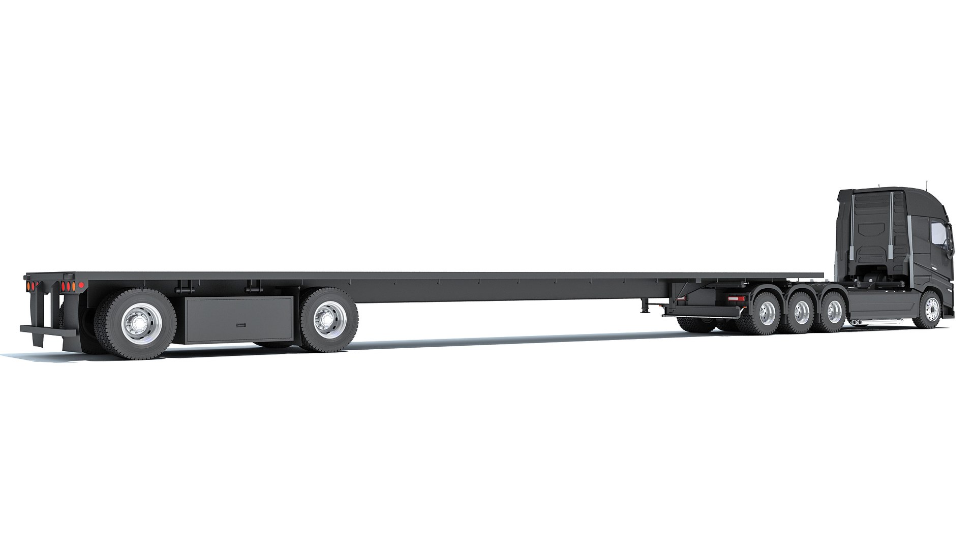 3D Model Truck With Flatbed Trailer - TurboSquid 1902085