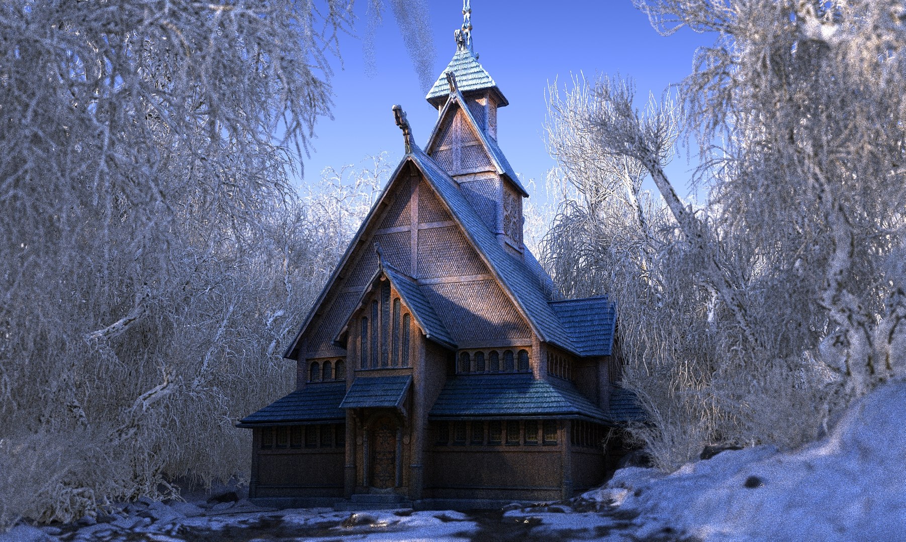 3D Winter Vikings Temple Model - TurboSquid 1918730