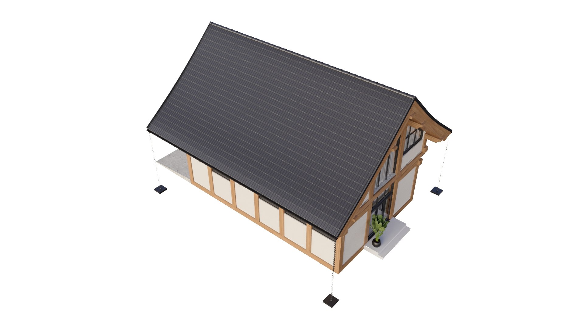 Asian Style Cottage House 2 3D Model - TurboSquid 2055557