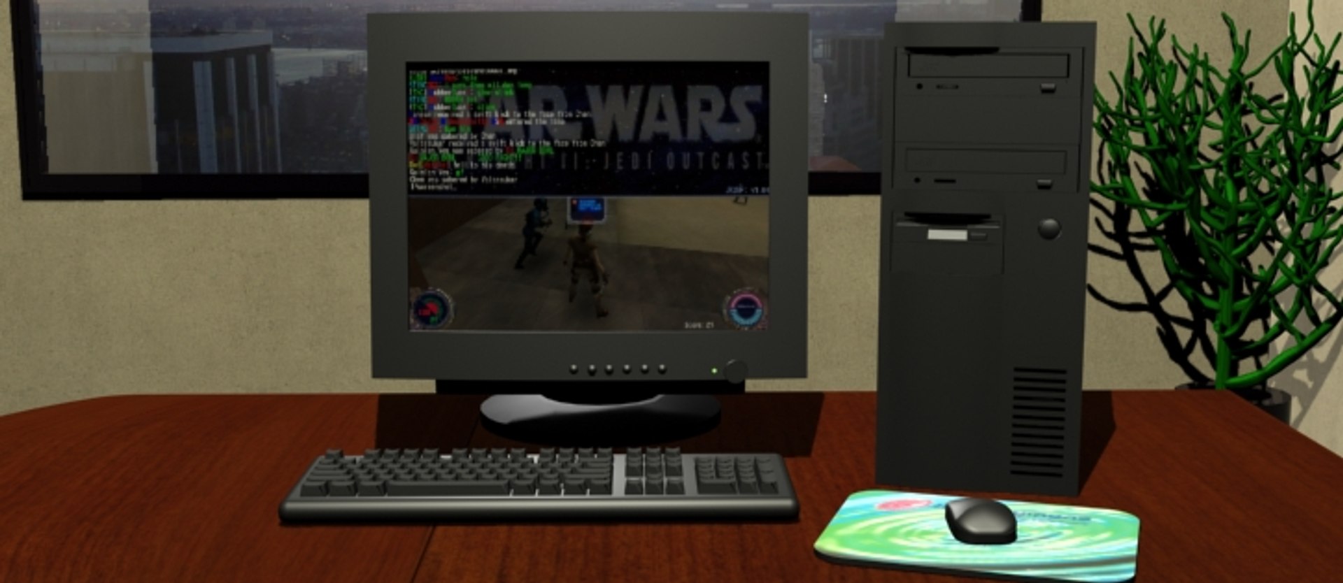 Free Office Computer Desk 3d Model