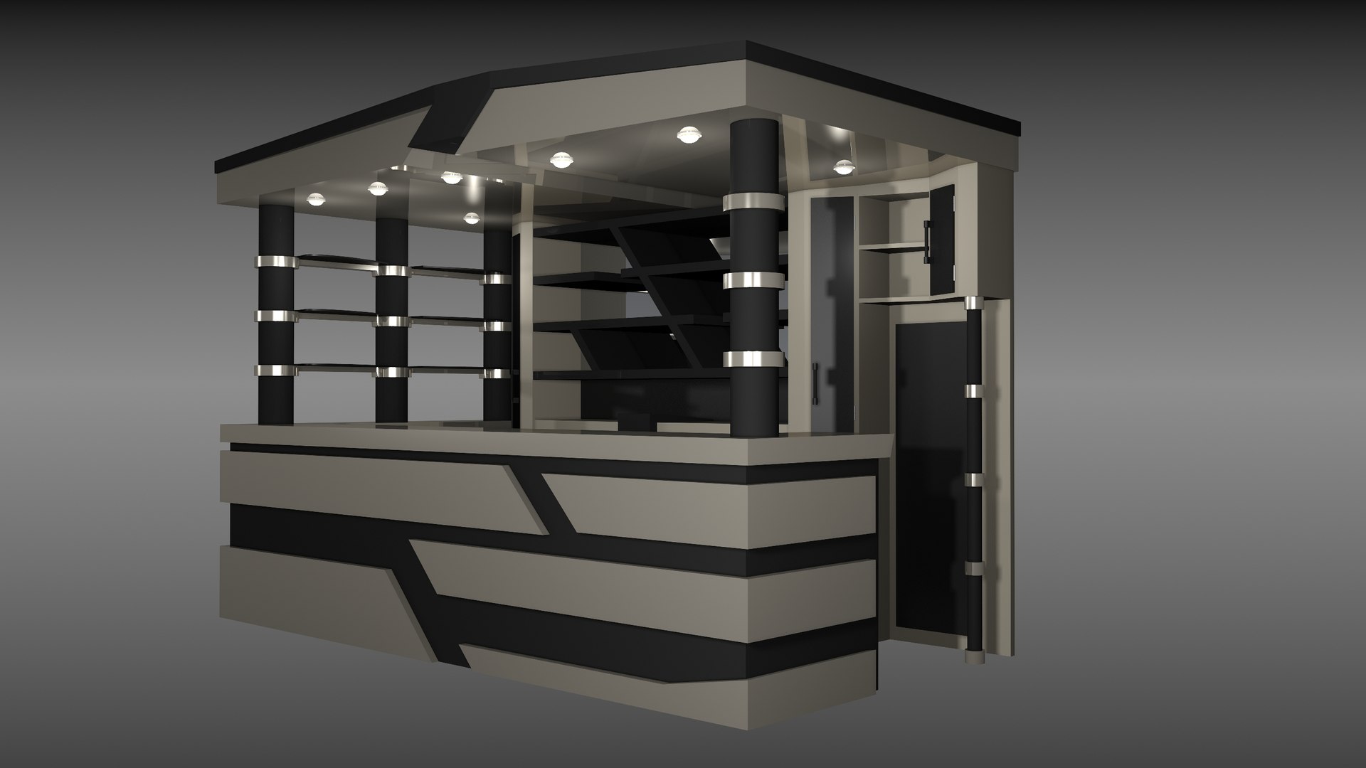 bar counter 3d max