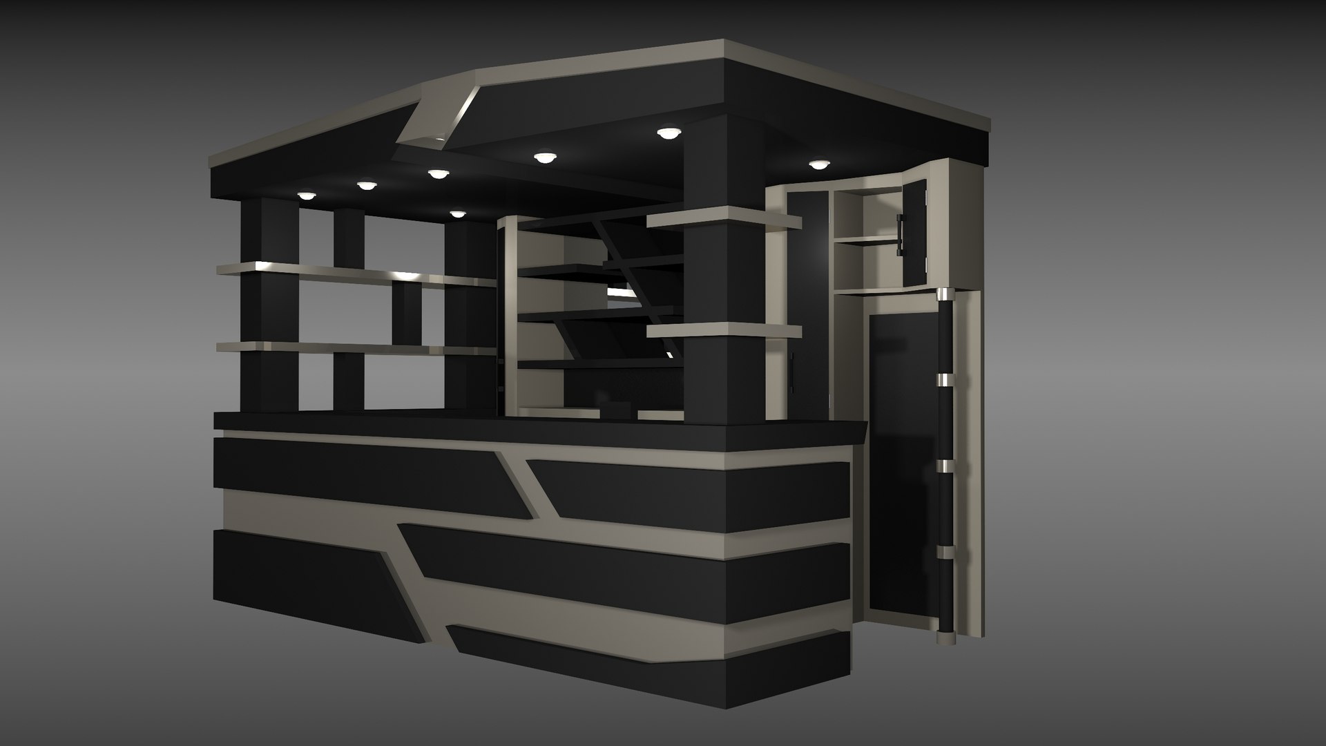 bar counter 3d max