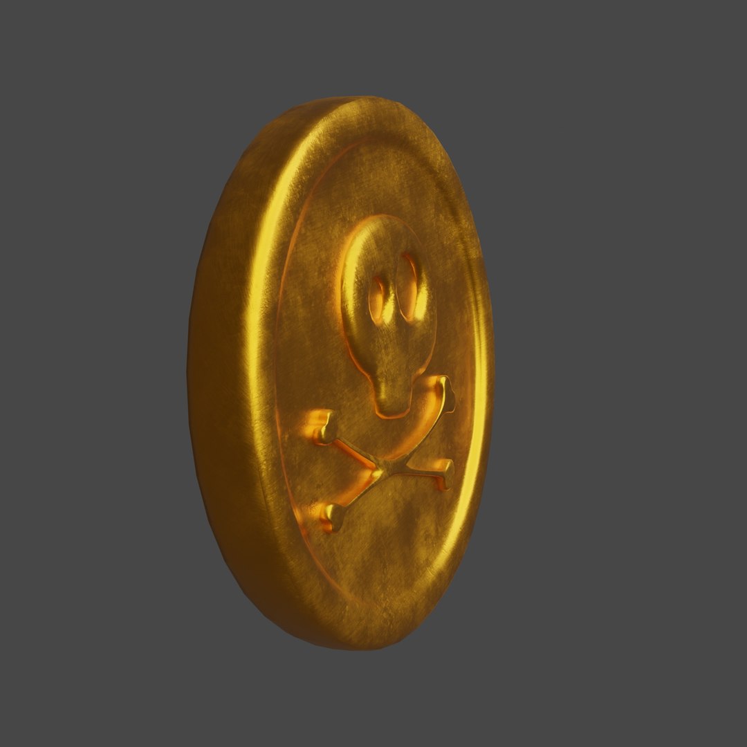 3D Golden Coin With Pirate Sign As Skull And Bones Model - TurboSquid ...