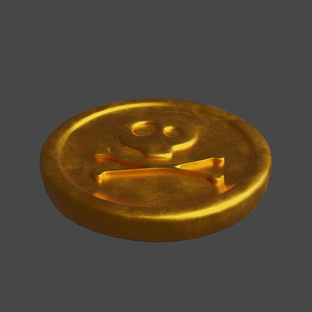 3D Golden Coin With Pirate Sign As Skull And Bones Model - TurboSquid ...