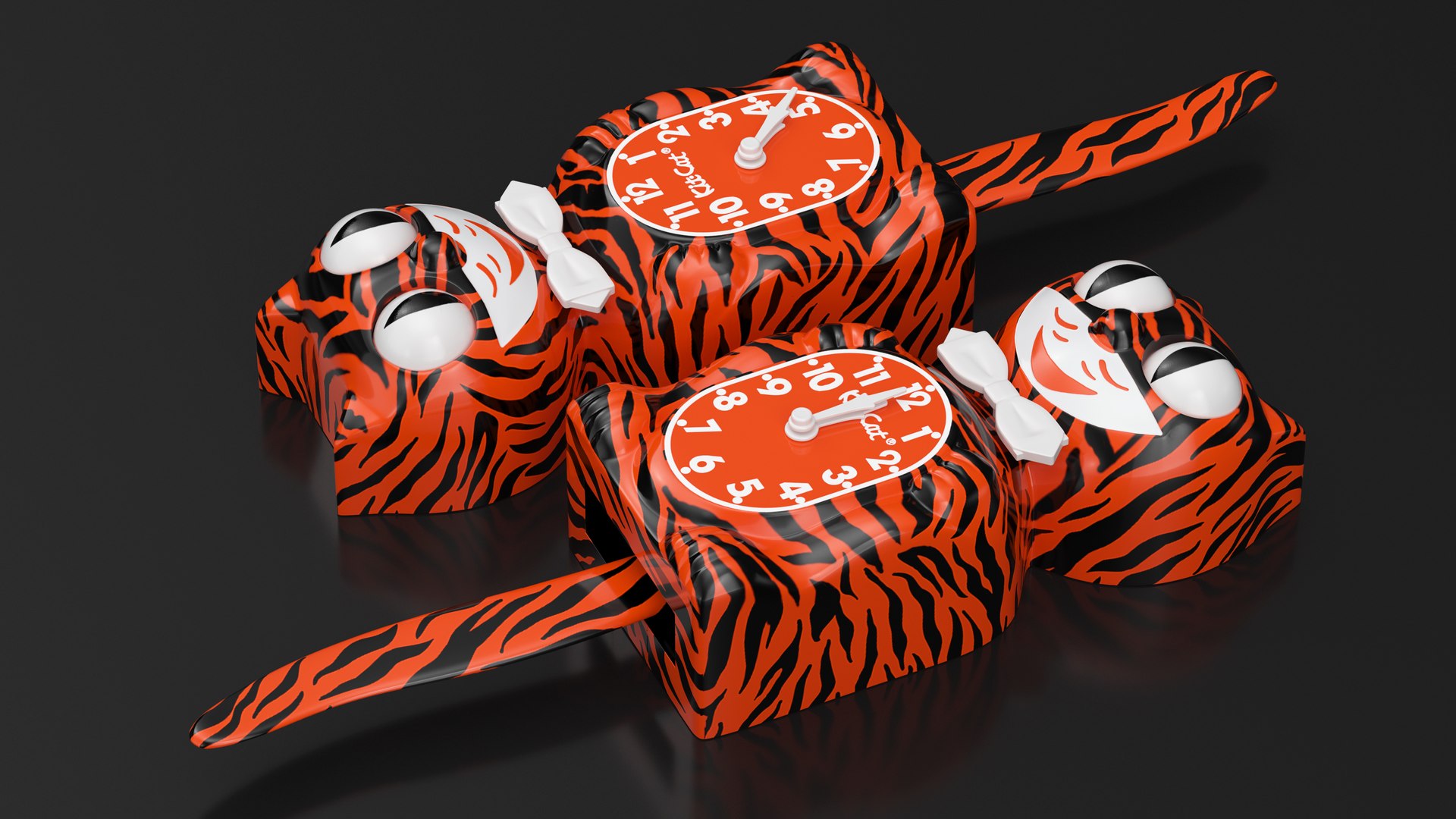 Bengal Tiger Kit Cat Clock Rigged 3D - TurboSquid 2065197