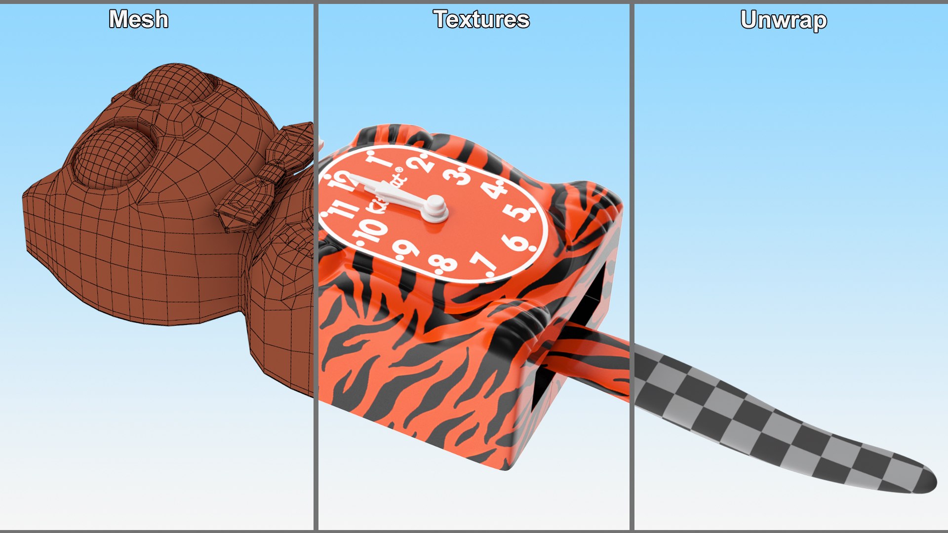 Bengal Tiger Kit Cat Clock Rigged 3D - TurboSquid 2065197