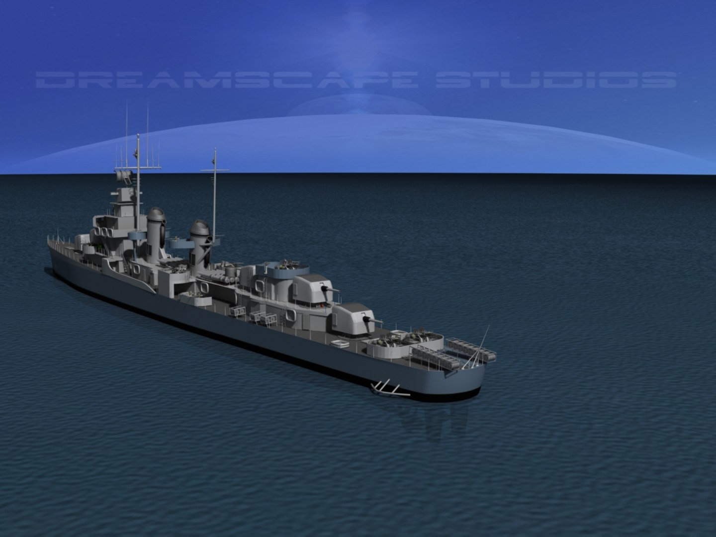 anti-aircraft fletcher class destroyers 3d model