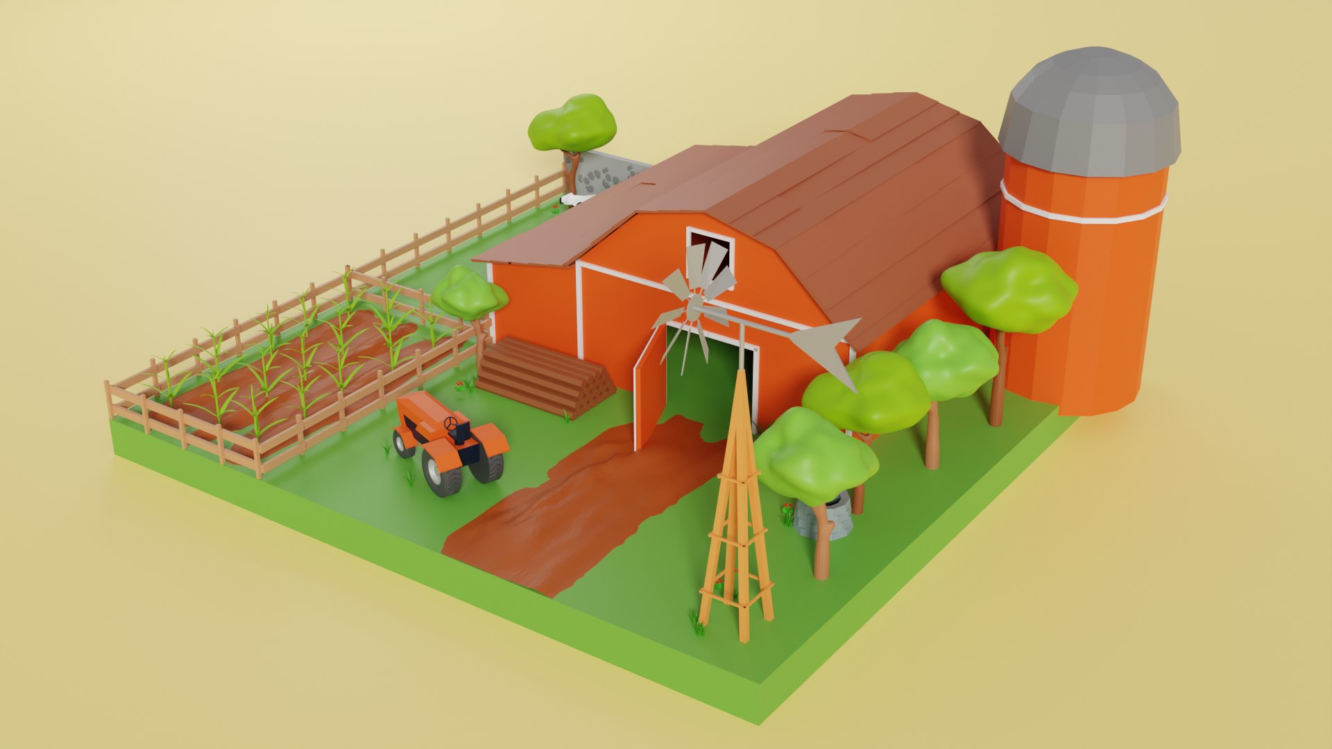 3D Farm Low Poly - TurboSquid 2086579