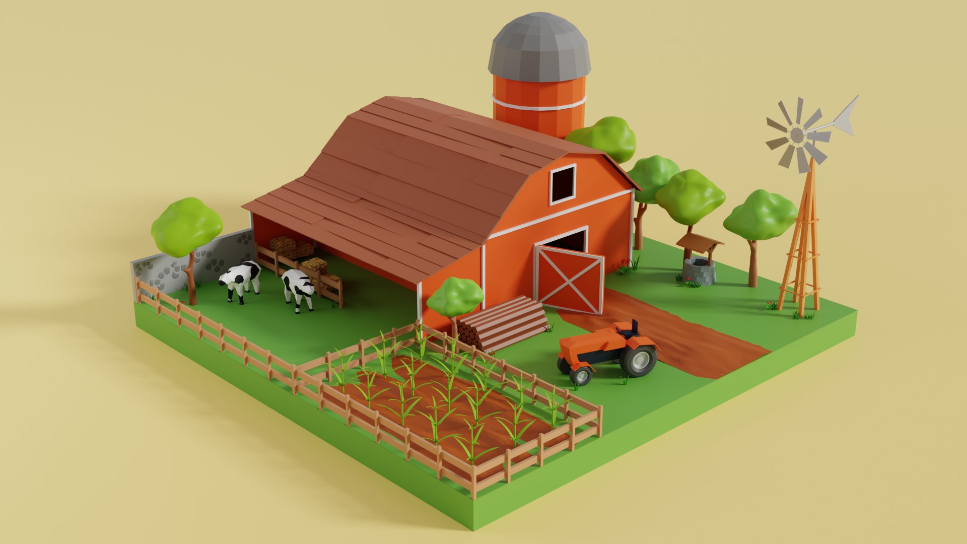 3D Farm Low Poly - TurboSquid 2086579
