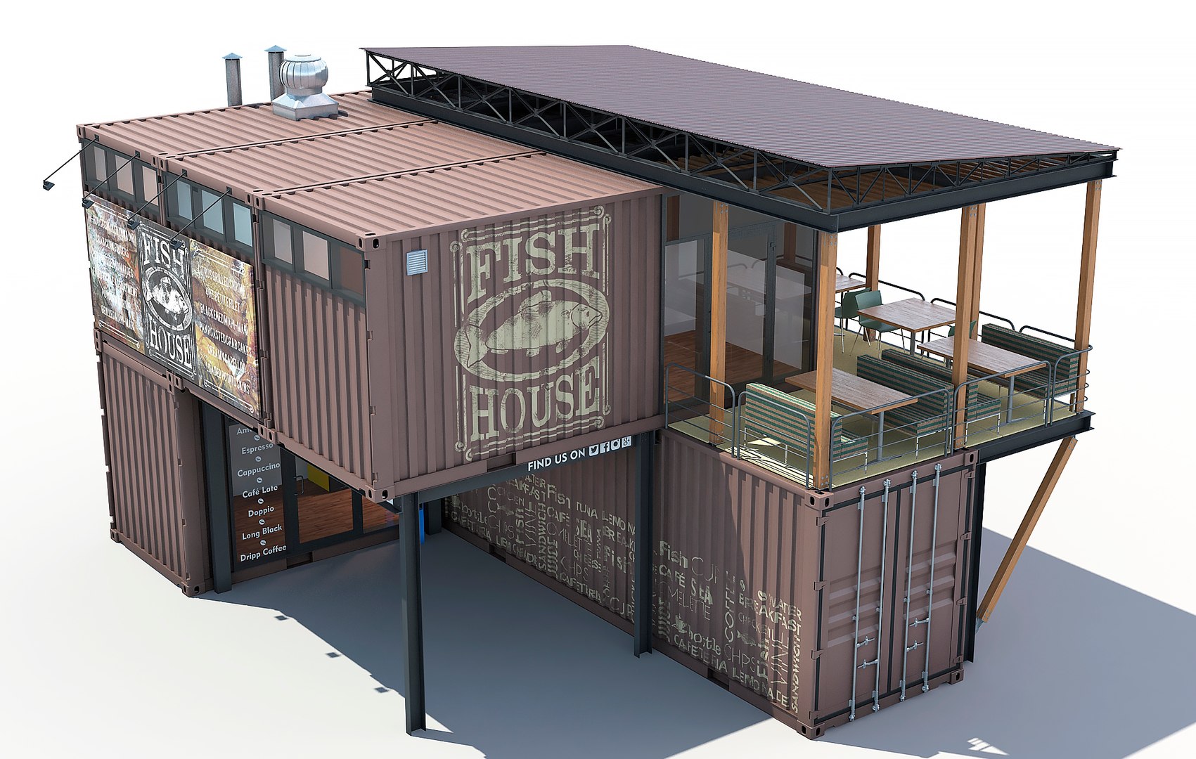 3d Model Container Fish House