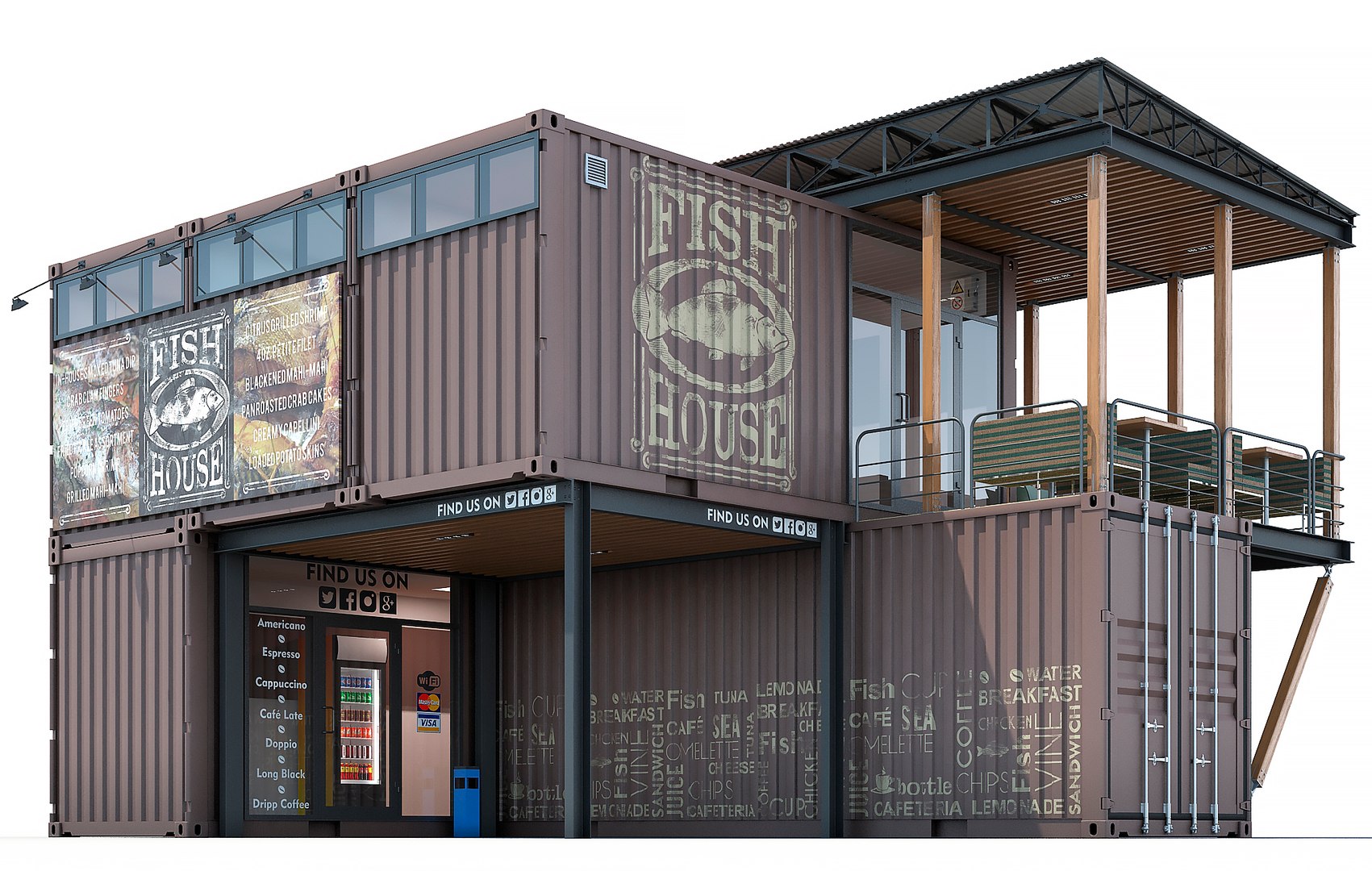 3d Model Container Fish House