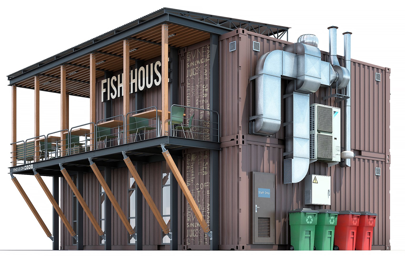 3d Model Container Fish House