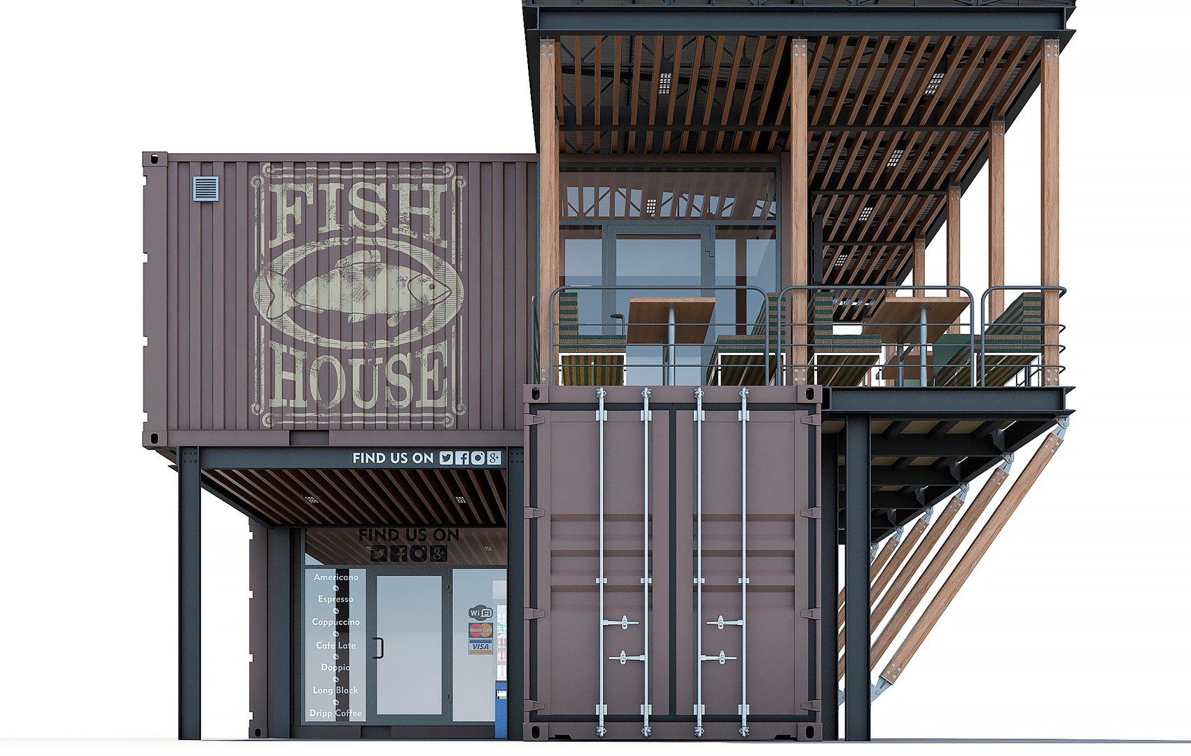 3d Model Container Fish House
