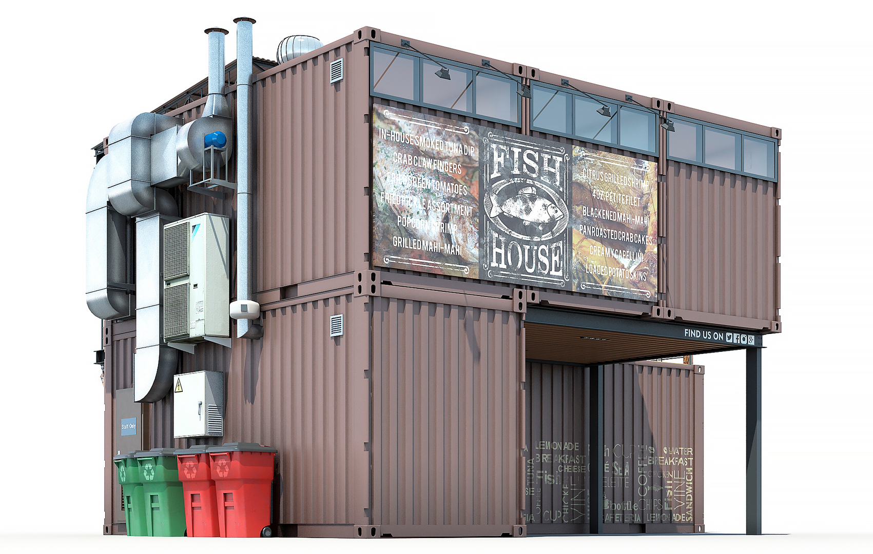 3d model container fish house