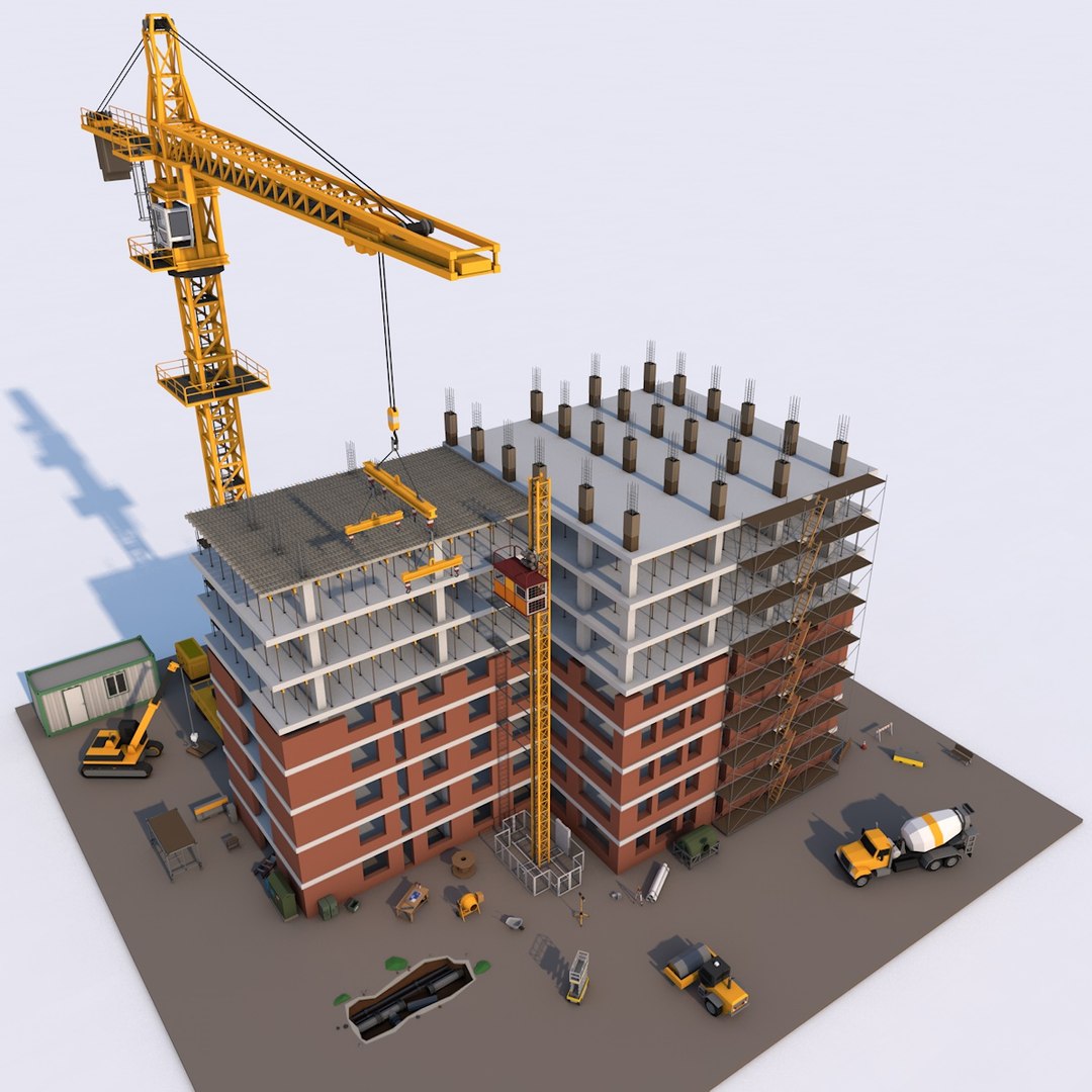 Under Construction Building Scene 3D Model - TurboSquid 2208264