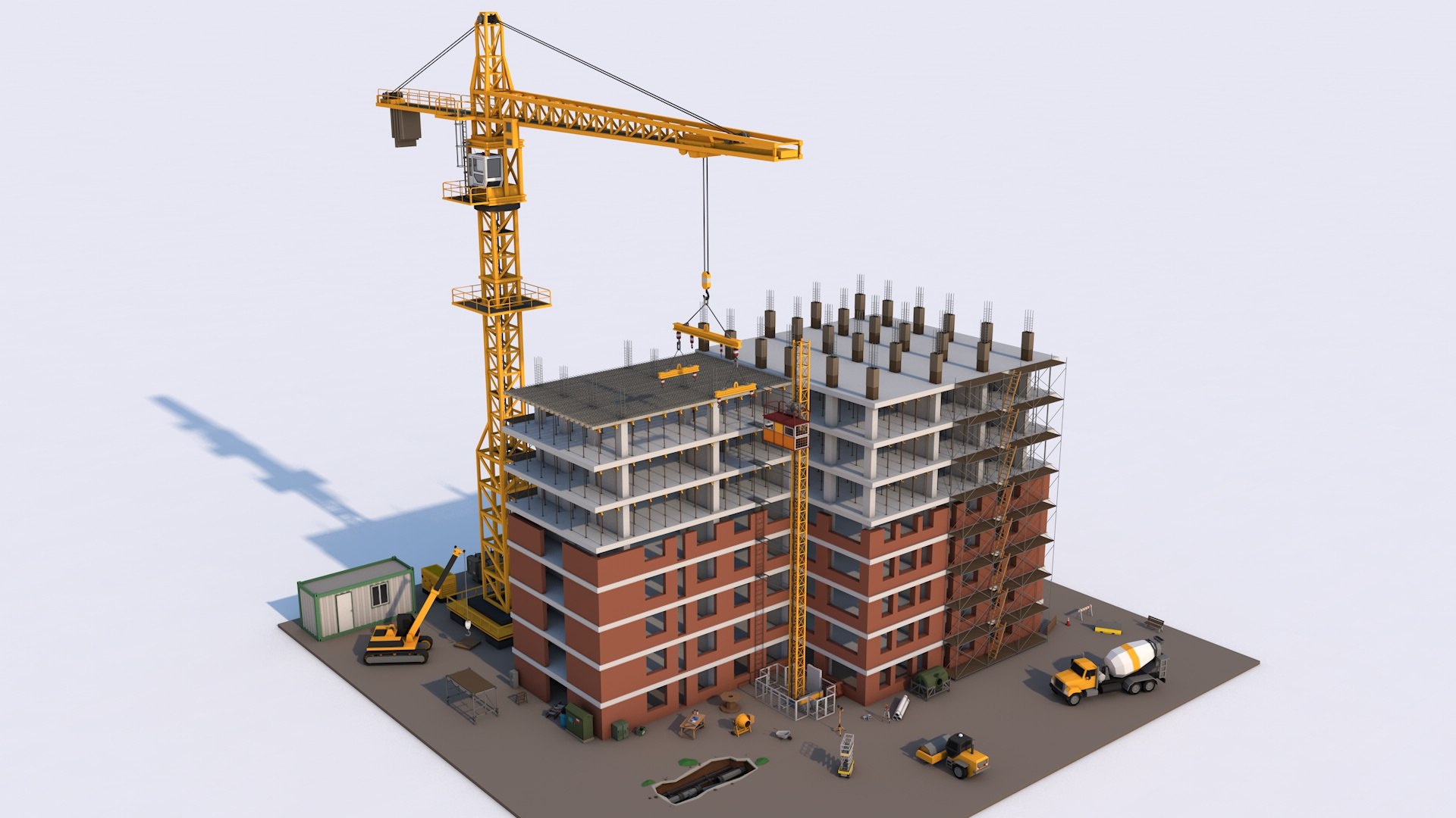 Under Construction Building Scene 3D Model - TurboSquid 2208264
