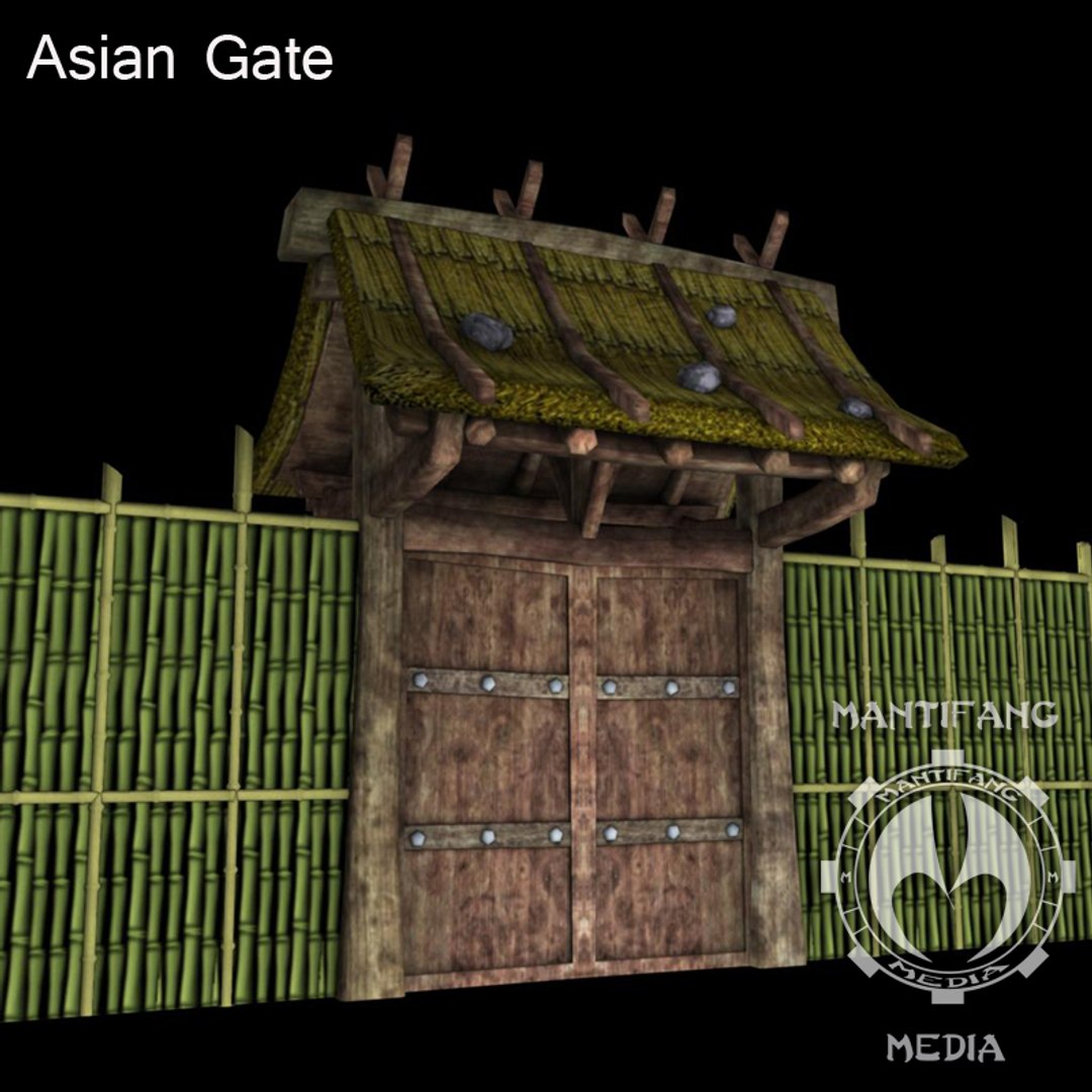 japanese asian gate fence 3d model