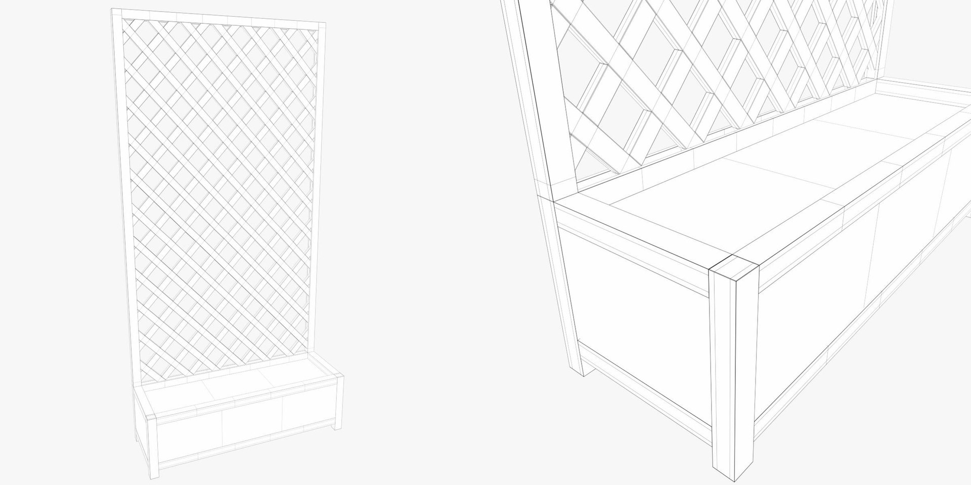 3D Wooden trellis panel with planter - TurboSquid 2060460