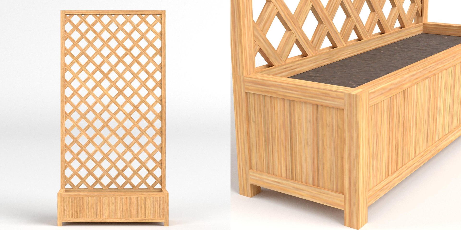 3D Wooden trellis panel with planter - TurboSquid 2060460