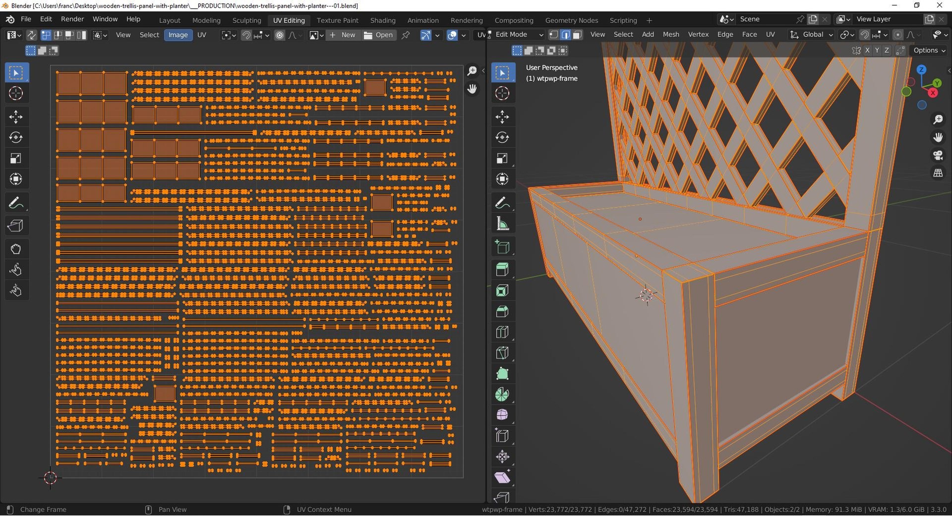 3D Wooden trellis panel with planter - TurboSquid 2060460