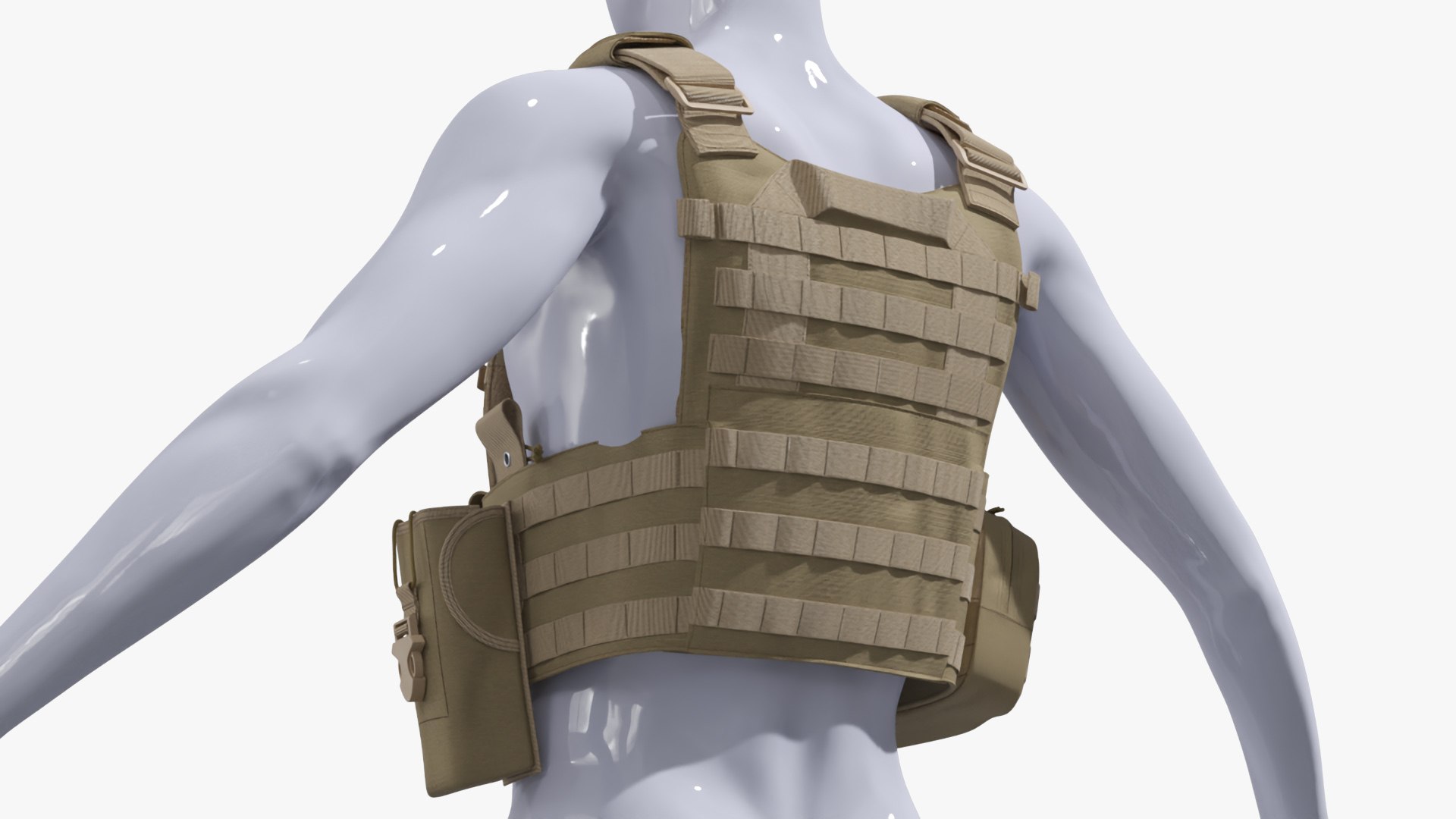 3D Model Coyote Brown Tactical Vest On Mannequin - TurboSquid 2382900