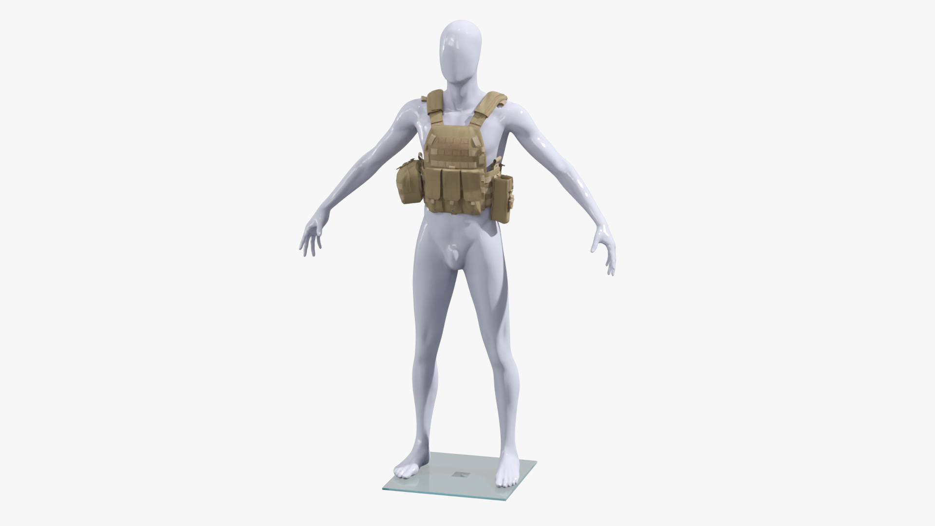3D Model Coyote Brown Tactical Vest On Mannequin - TurboSquid 2382900