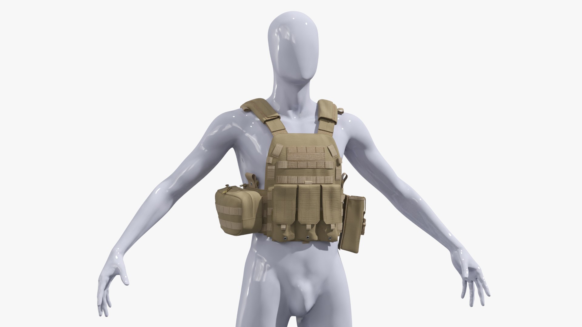 3D Model Coyote Brown Tactical Vest On Mannequin - TurboSquid 2382900