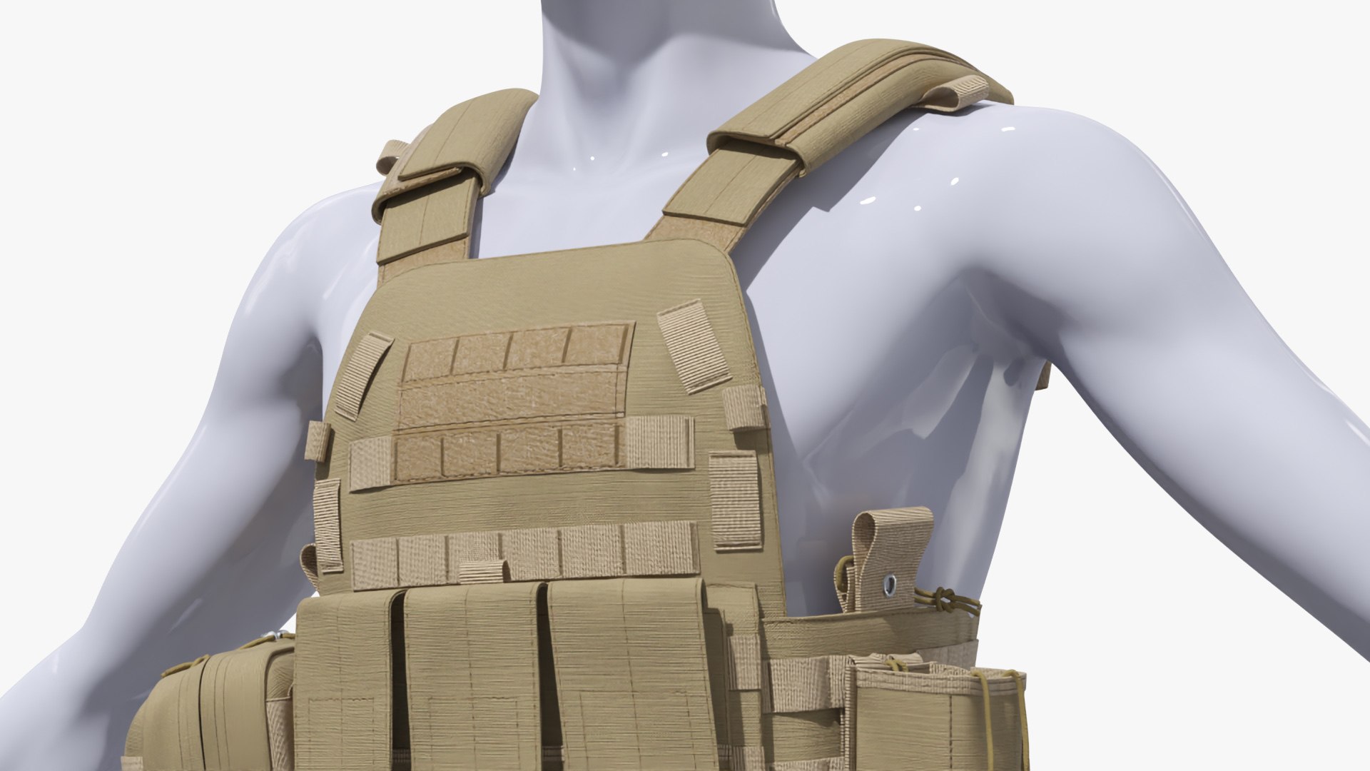 3D Model Coyote Brown Tactical Vest On Mannequin - TurboSquid 2382900
