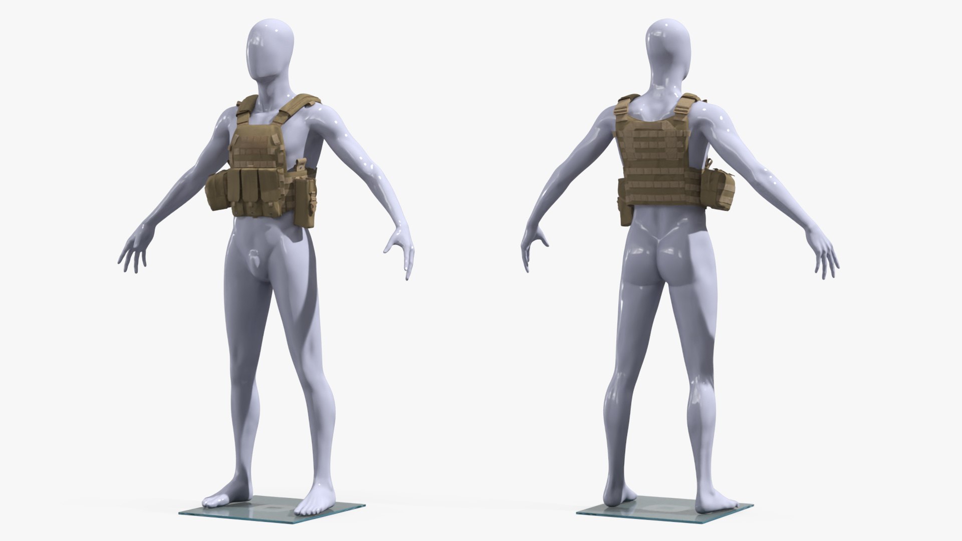 3D Model Coyote Brown Tactical Vest On Mannequin - TurboSquid 2382900