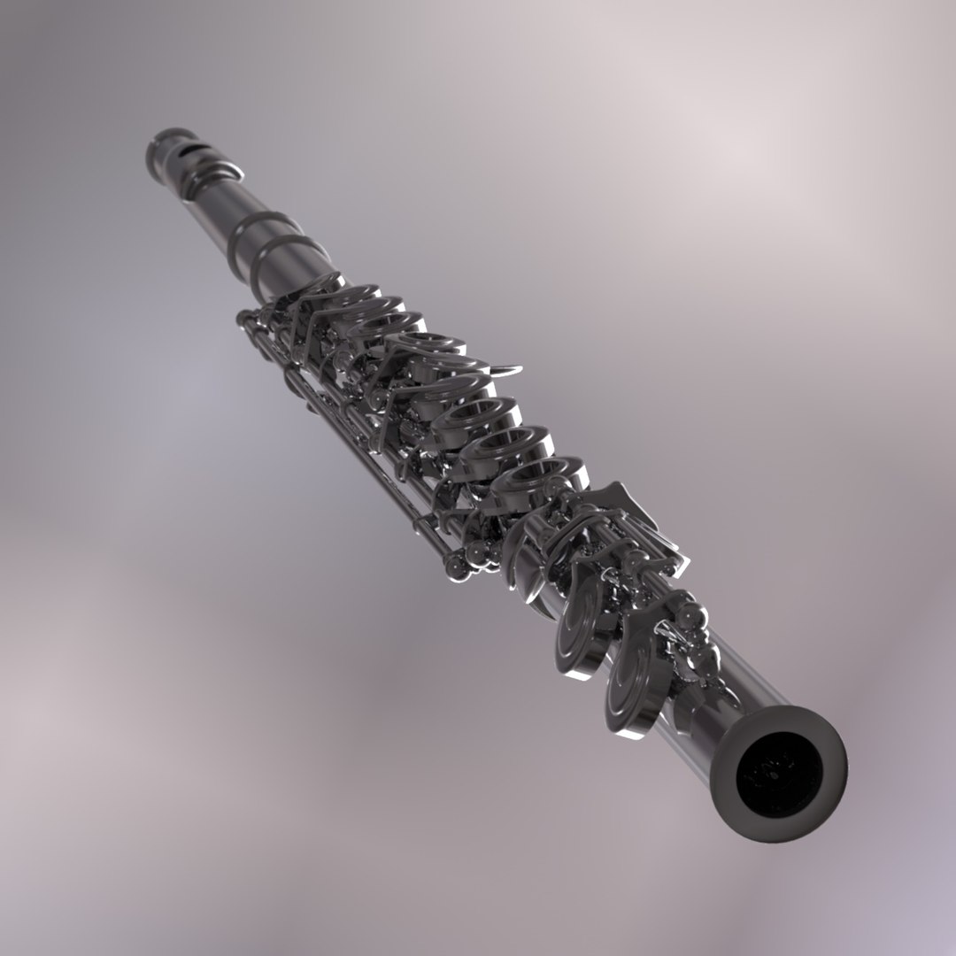 Silver Flute Transverse 3d Model