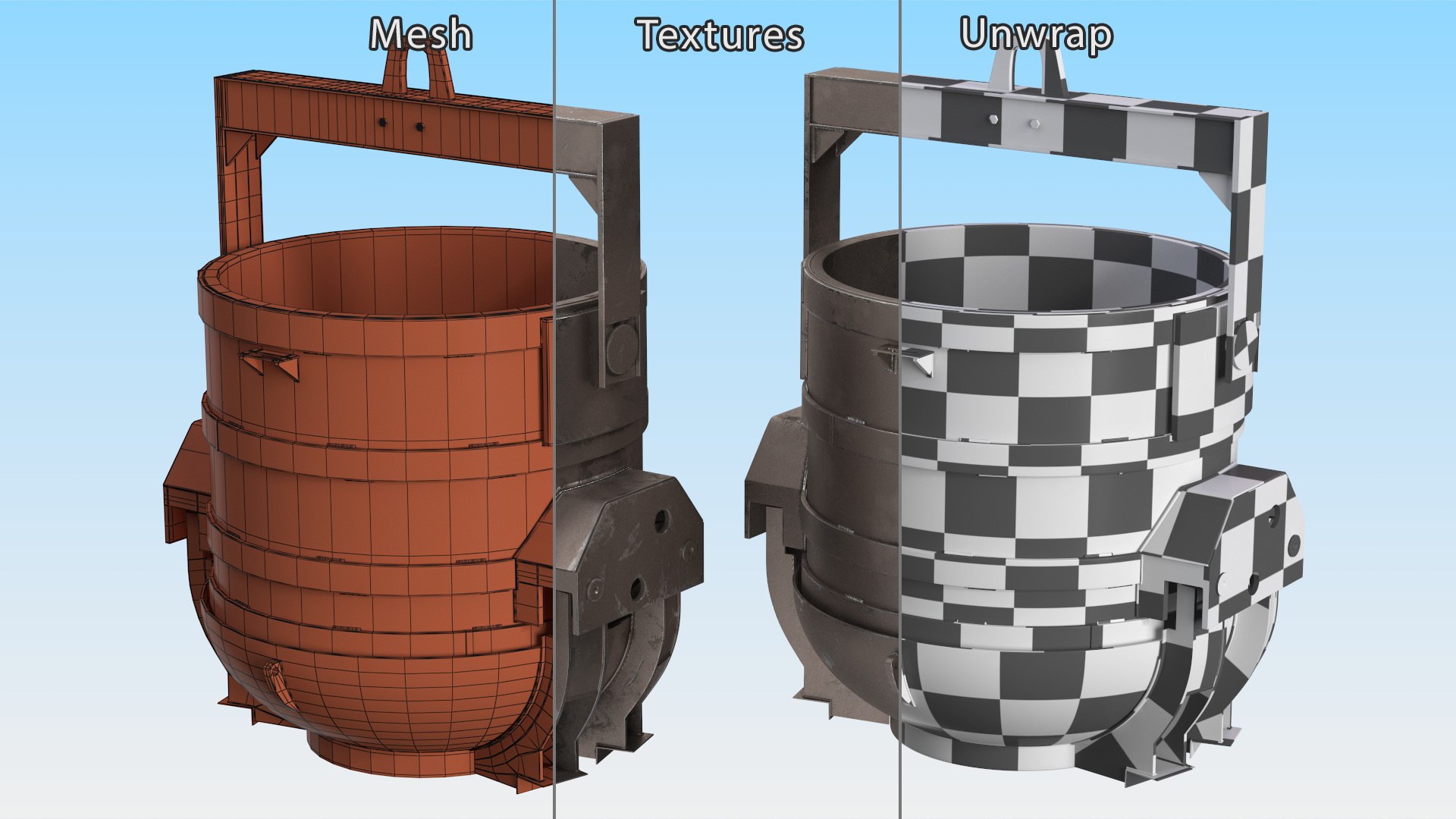 3D Industrial Steel Charging Bucket - TurboSquid 2270316