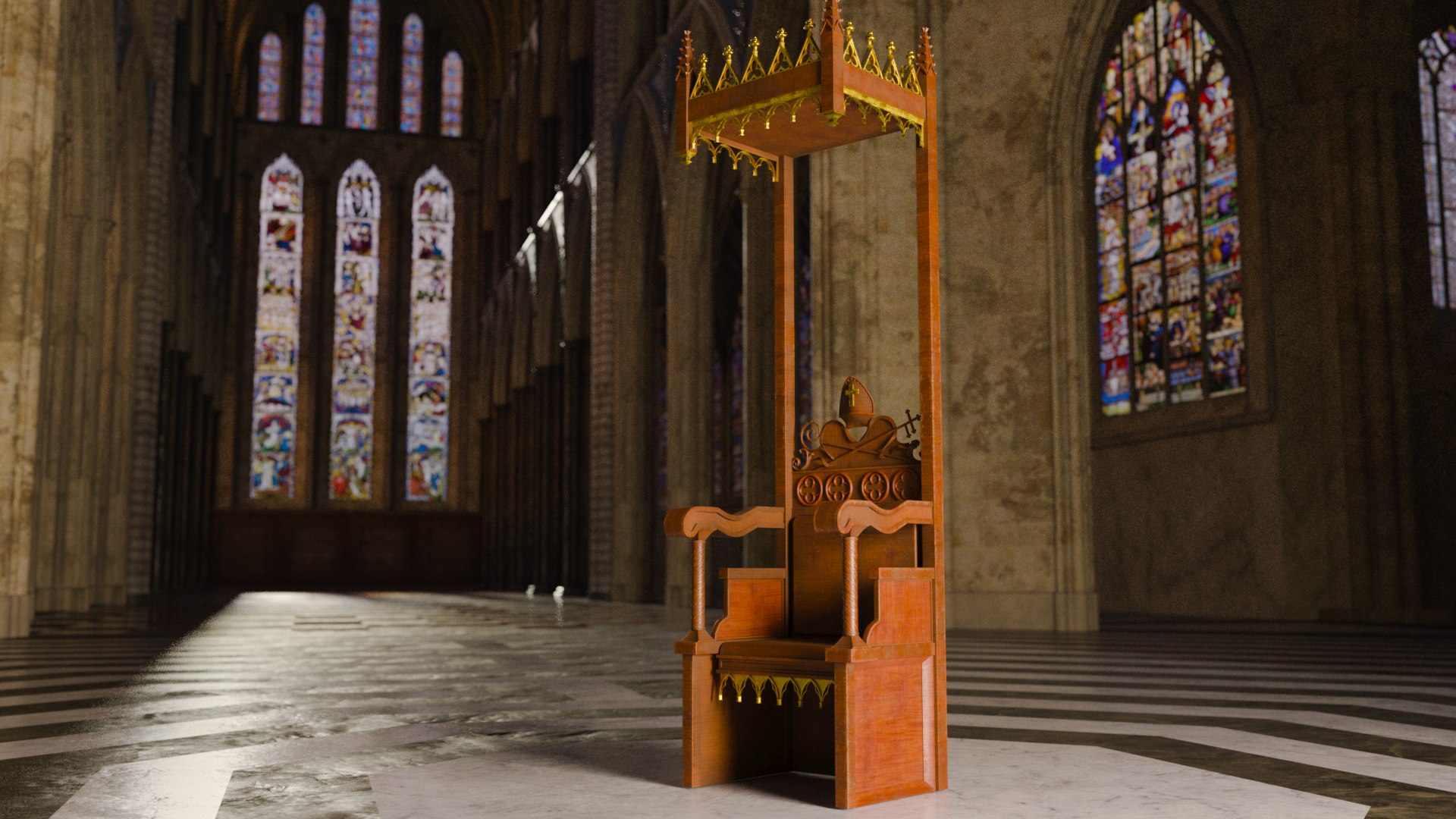 Medieval Wooden Throne Of A Bishop 3D Model - TurboSquid 2460148