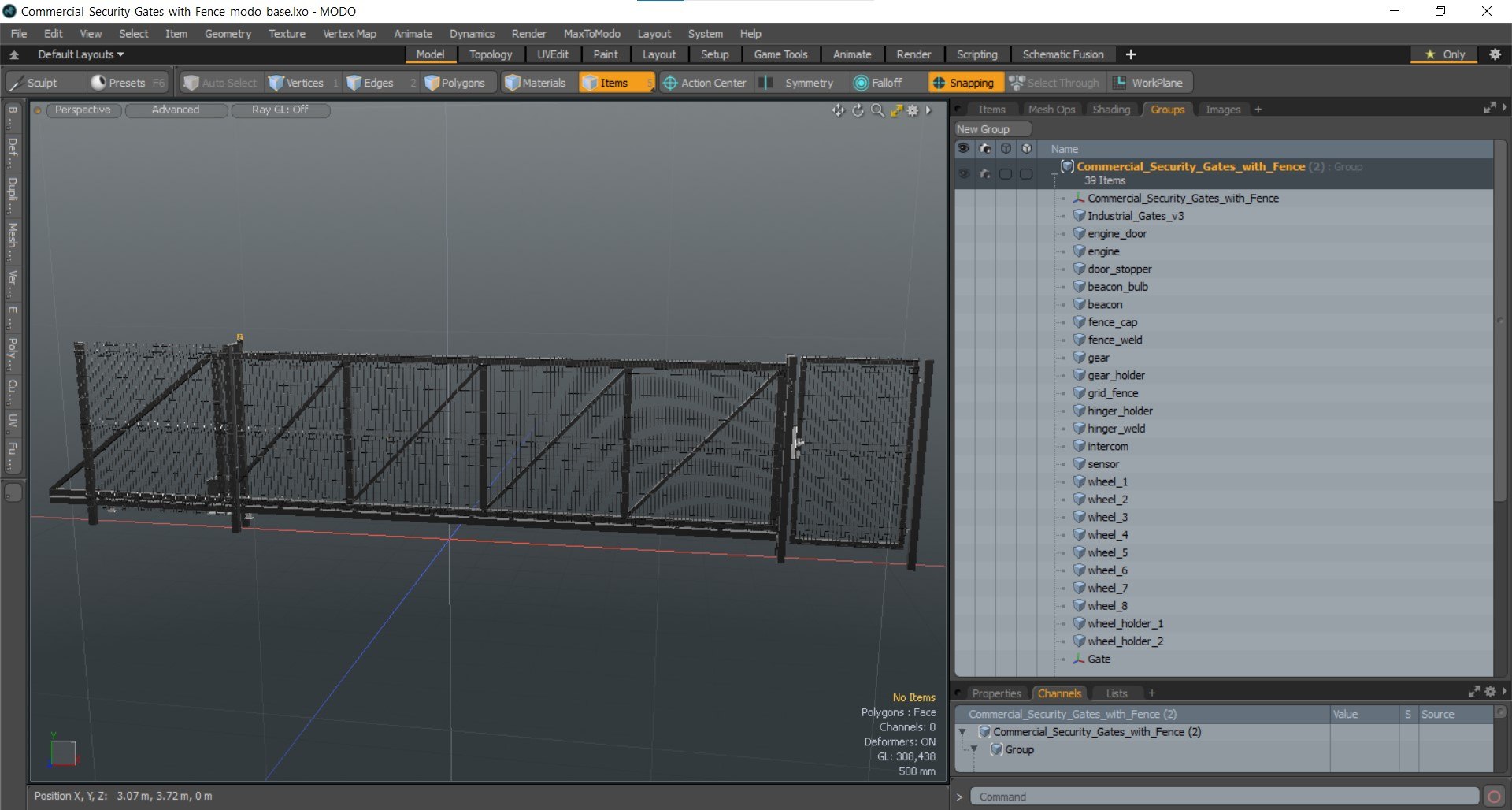 3D Commercial Security Gates With Fence - TurboSquid 2344092